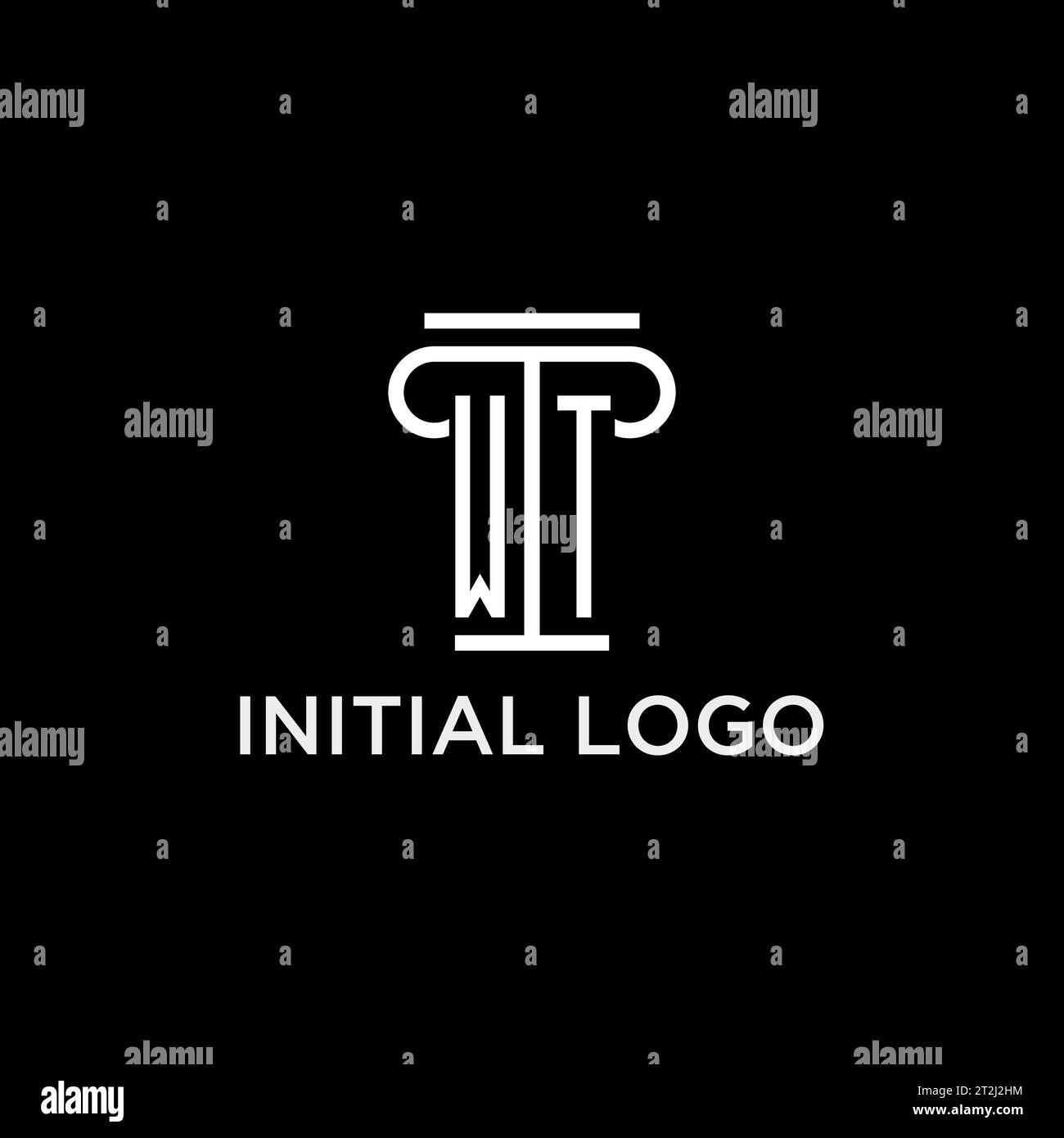 WT monogram initial logo with pillar shape icon design, luxury and ...