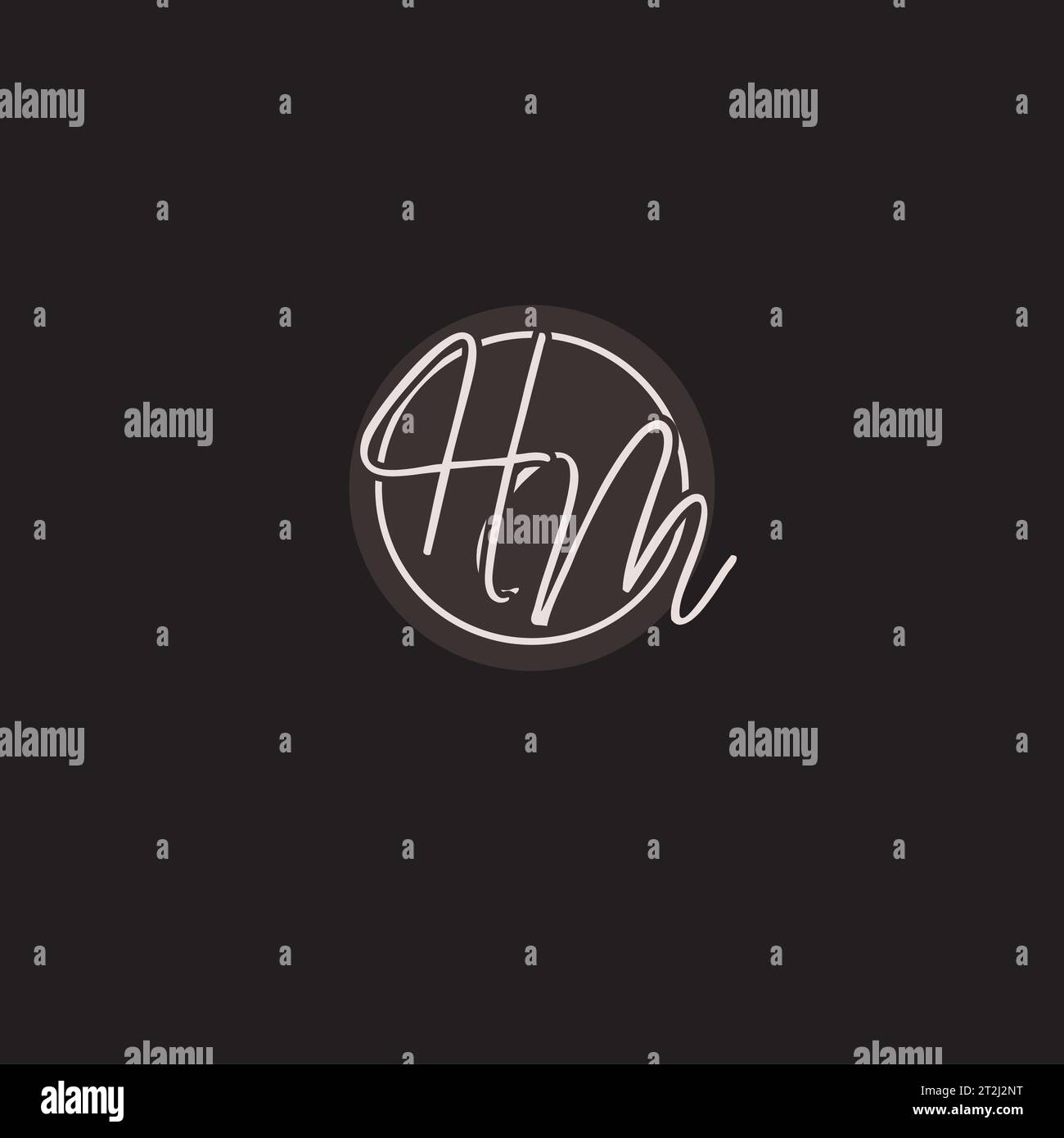 Initials HM logo monogram with simple circle line style vector graphic ...