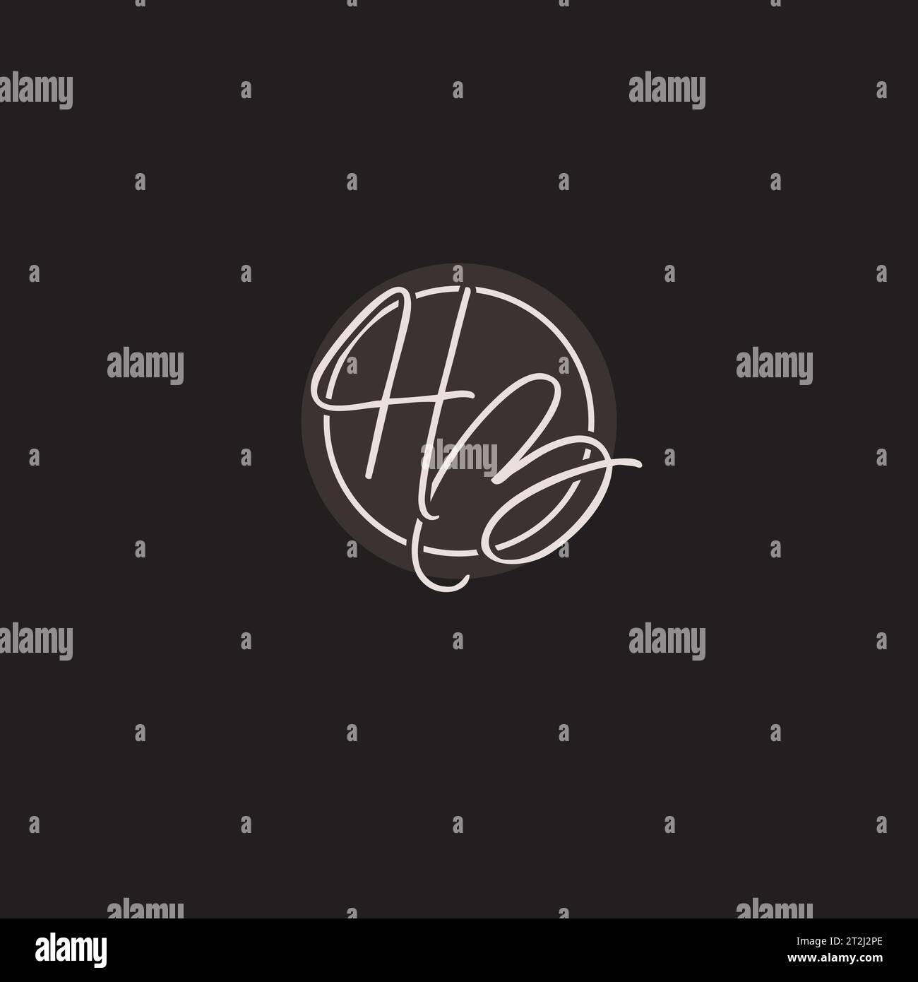Initials HB logo monogram with simple circle line style vector graphic ...