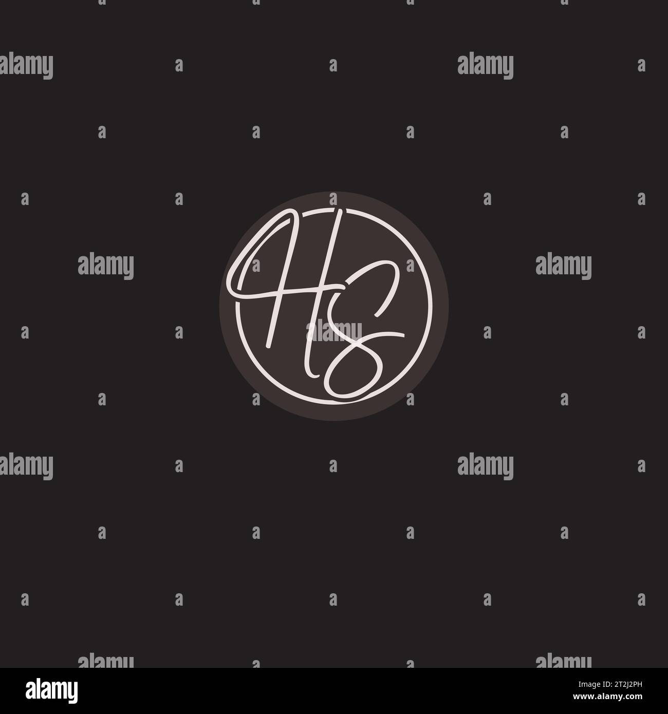 Initials HS logo monogram with simple circle line style vector graphic ...