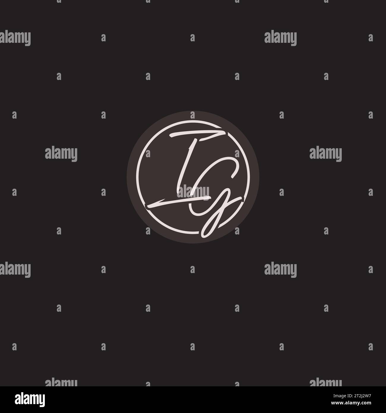 Initials IG logo monogram with simple circle line style vector graphic ...
