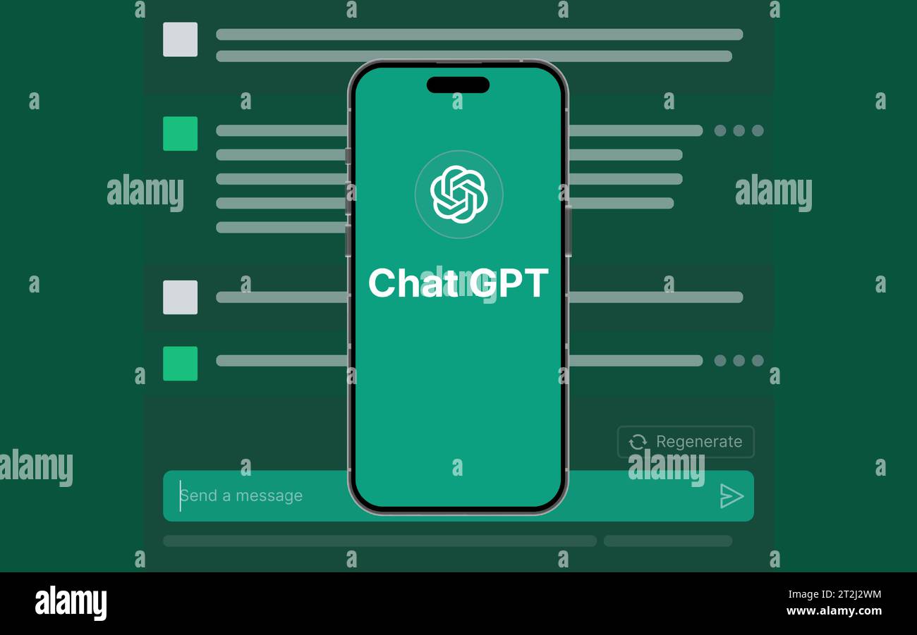 Ubud, Bali - October 10th 2023: Chat GPT Illustration Template, Chat Bot Technology ...