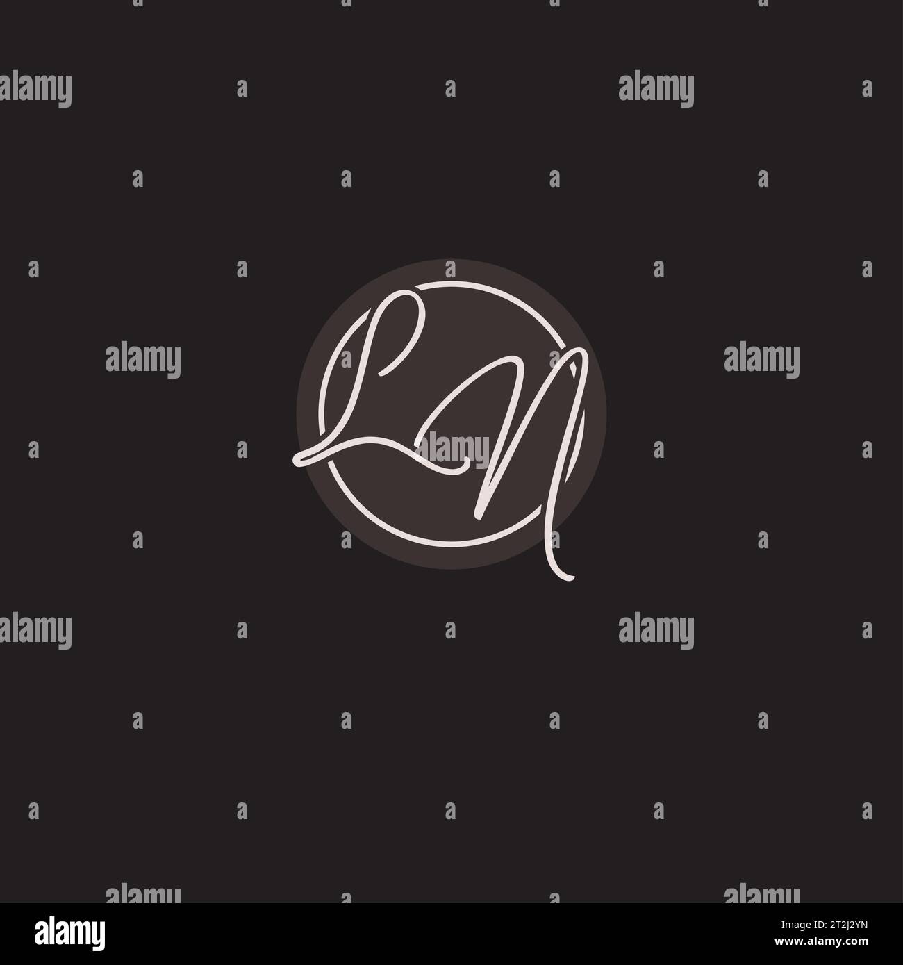 Initials LN logo monogram with simple circle line style vector graphic ...