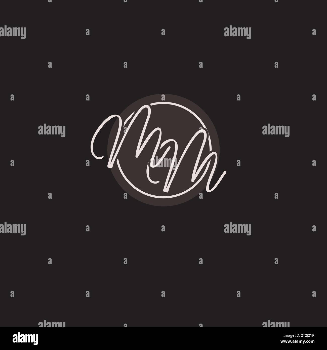 Initials MM logo monogram with simple circle line style vector graphic ...