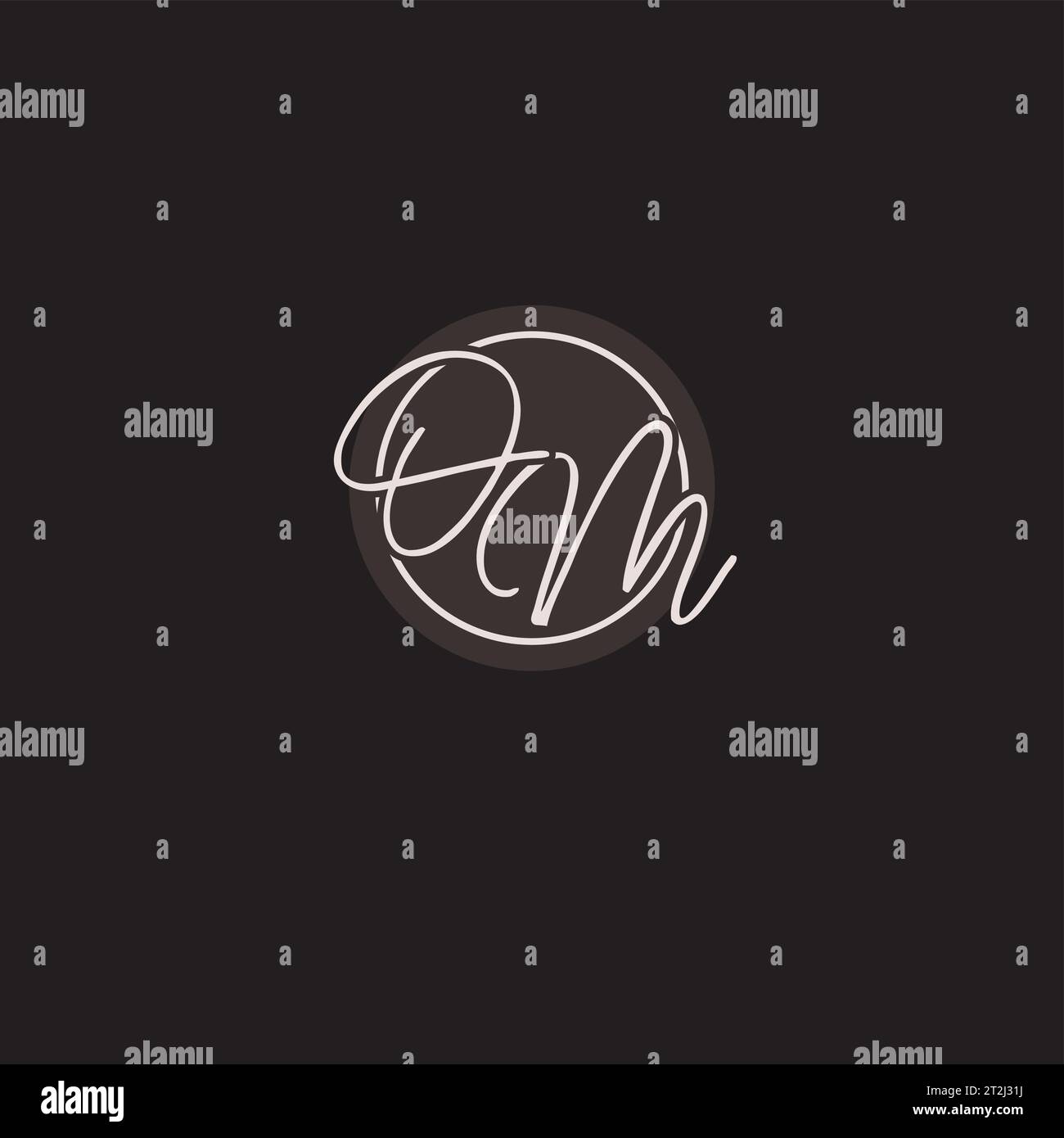 Initials OM logo monogram with simple circle line style vector graphic ...