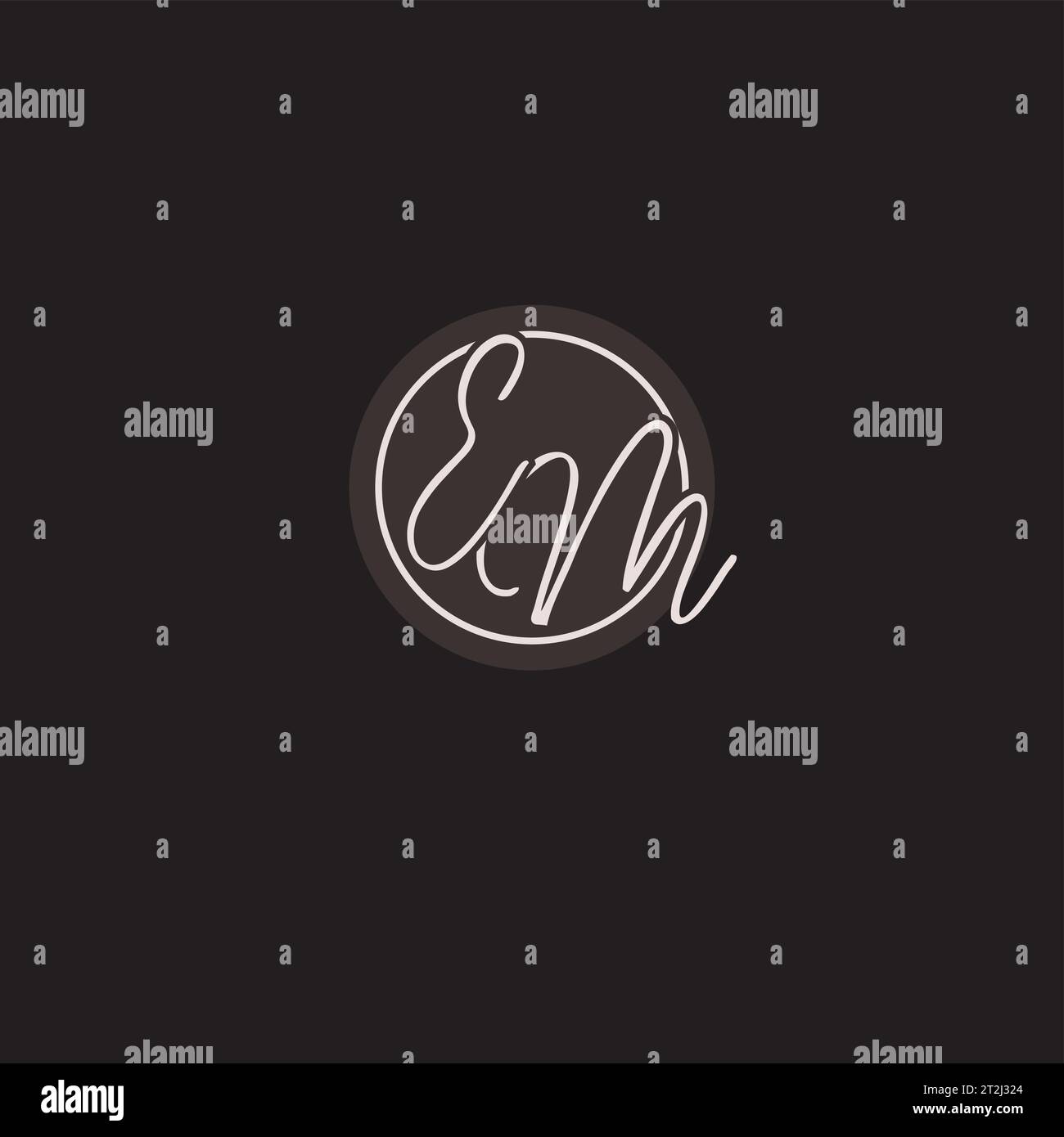 Initials EM logo monogram with simple circle line style vector graphic ...