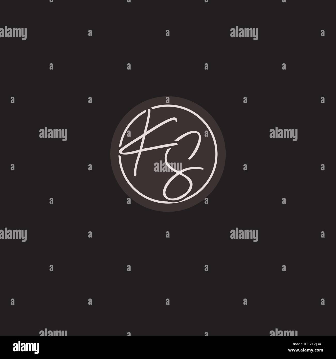 Initials KS logo monogram with simple circle line style vector graphic ...