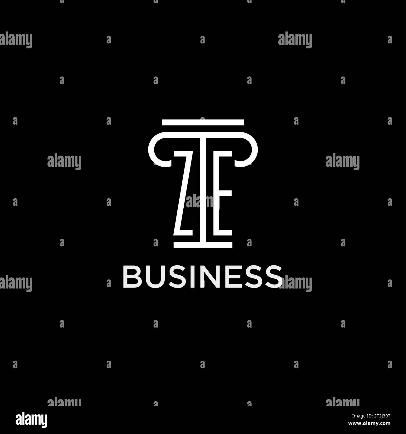 ZE monogram initial logo with pillar shape icon design, luxury and elegant law firm logo style ...