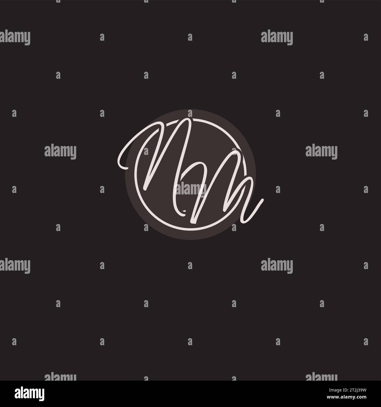 Initials NM logo monogram with simple circle line style vector graphic ...