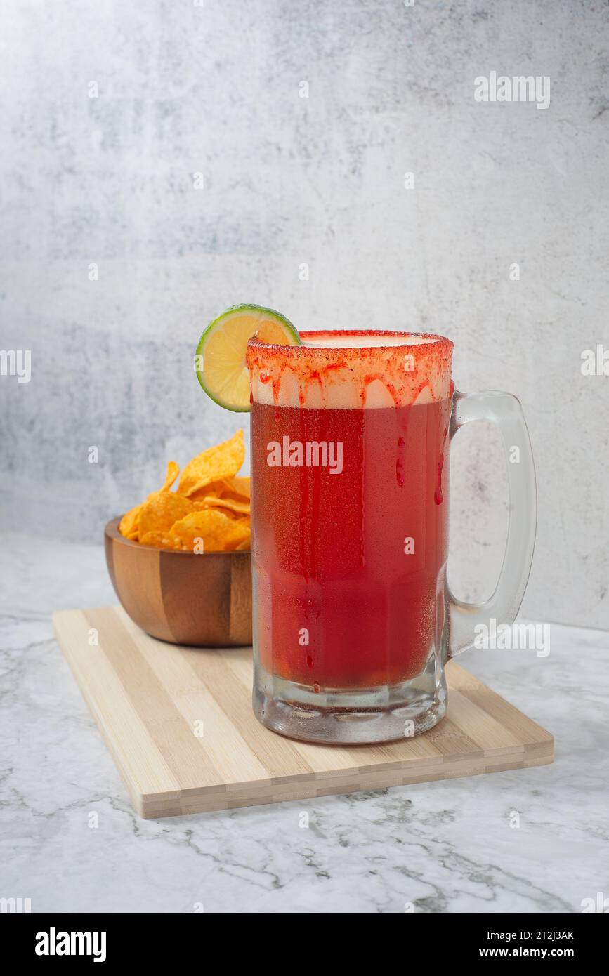 Michelada, Mexican beer drink with chamoy and clamato, with french ...