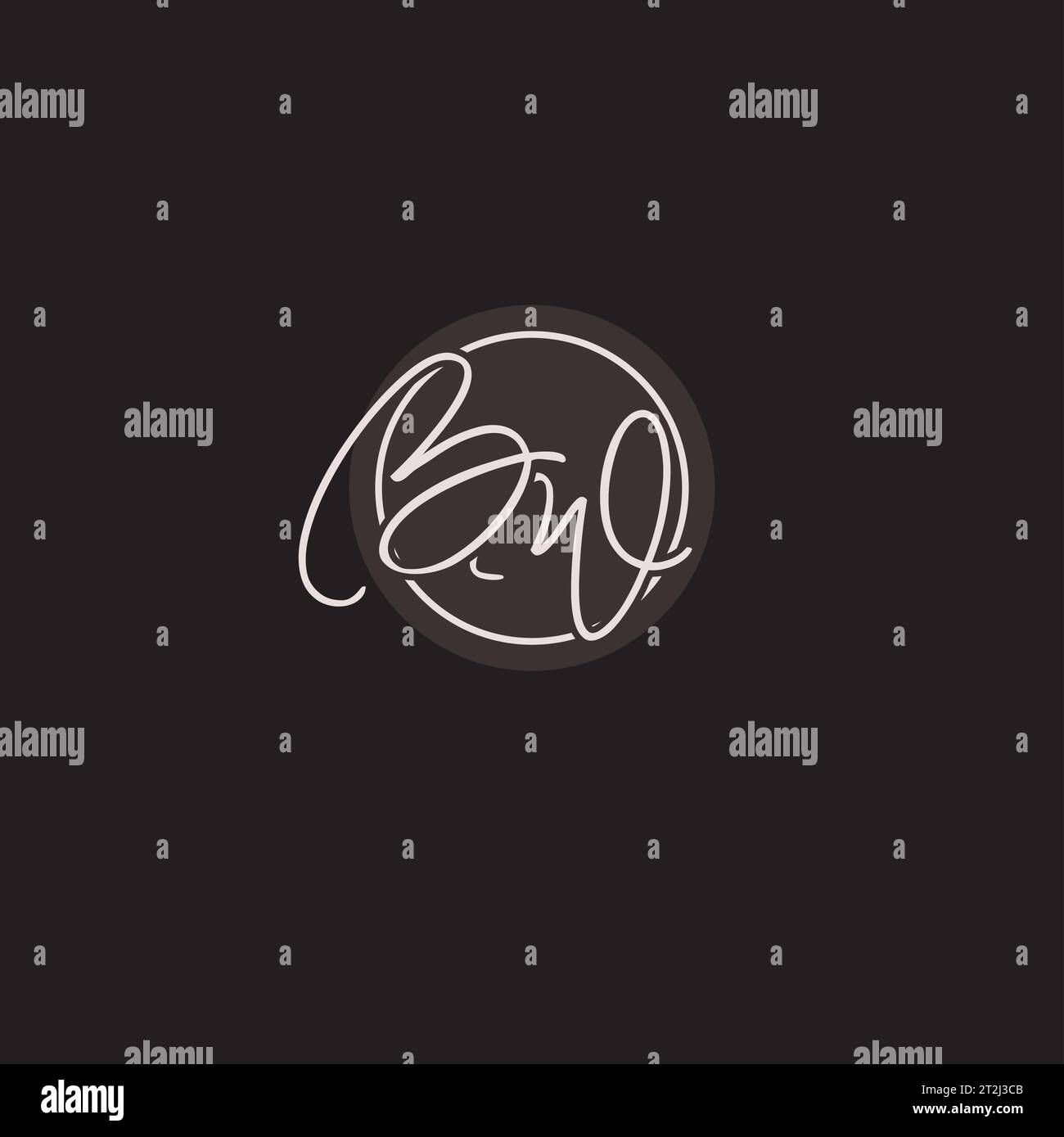 Initials BW logo monogram with simple circle line style vector graphic ...