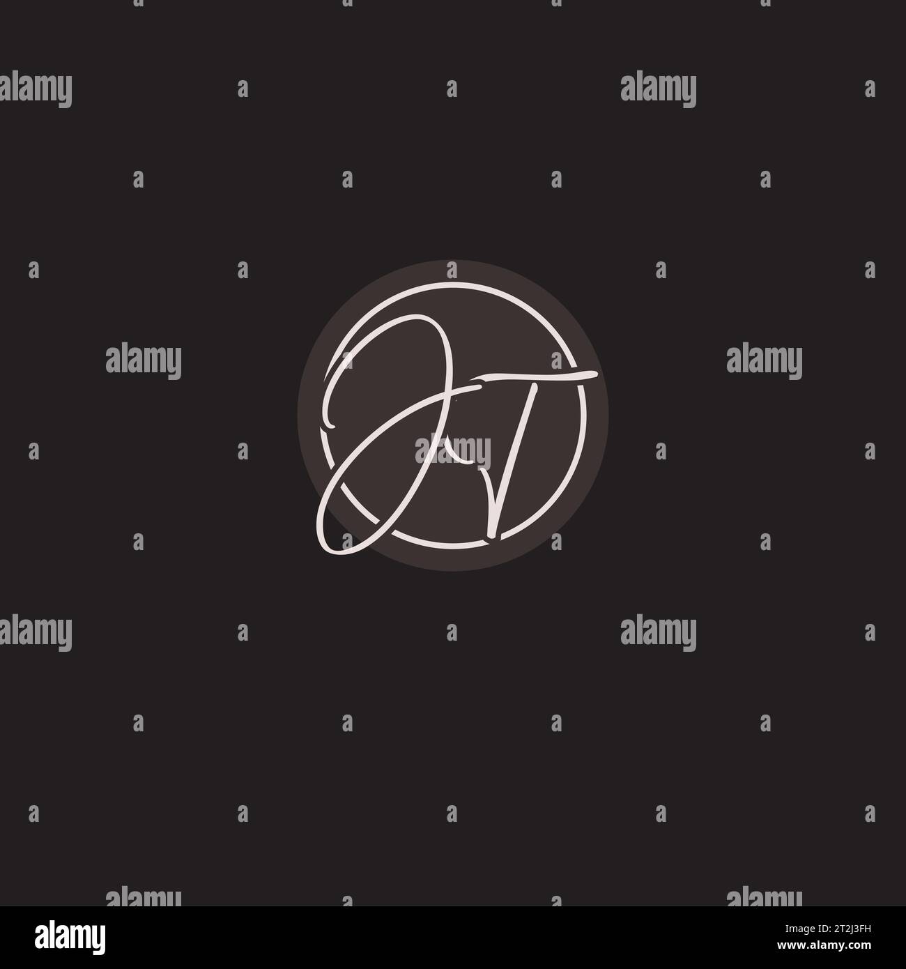 Initials JT logo monogram with simple circle line style vector graphic ...