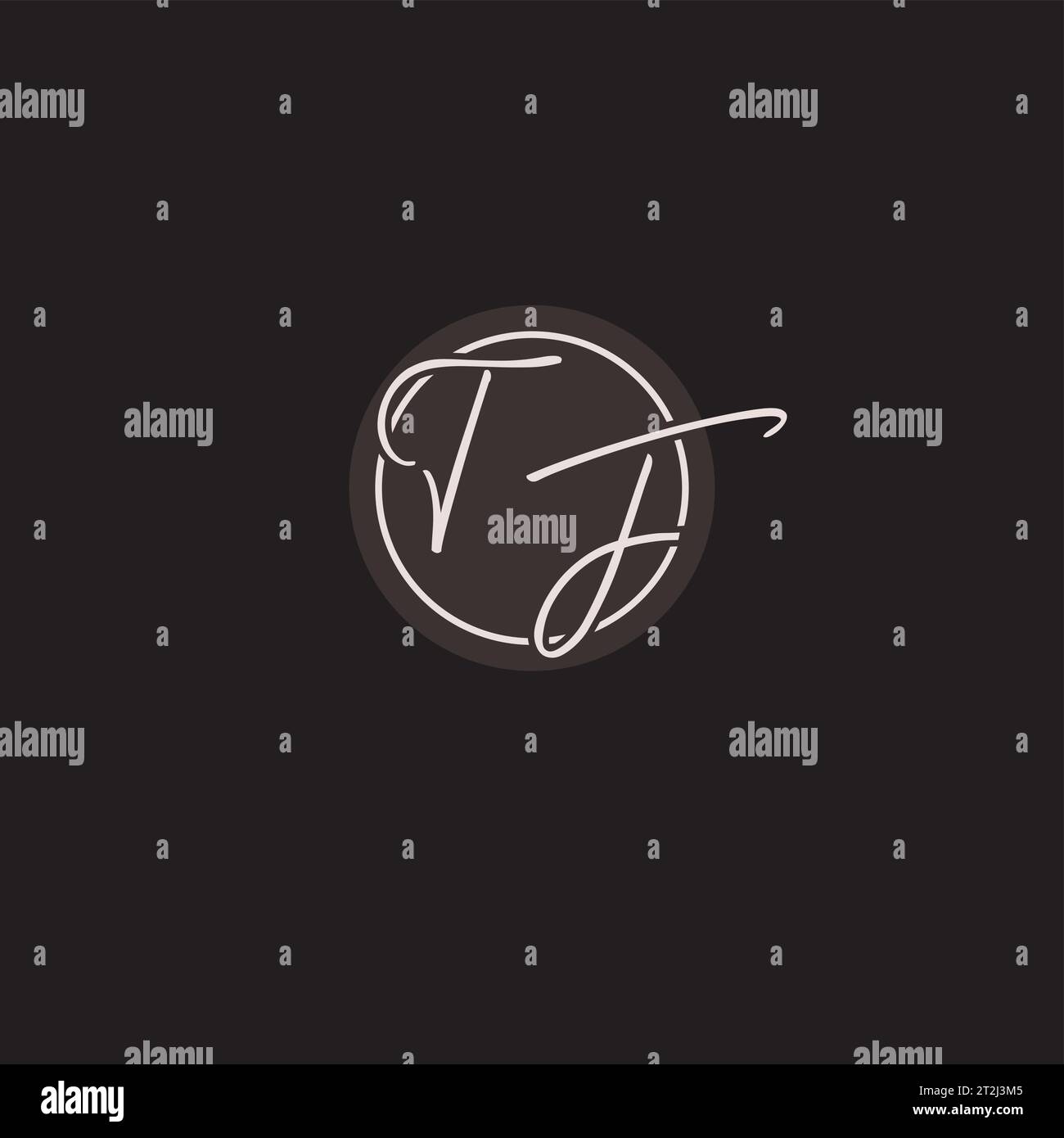 Initials TF logo monogram with simple circle line style vector graphic ...