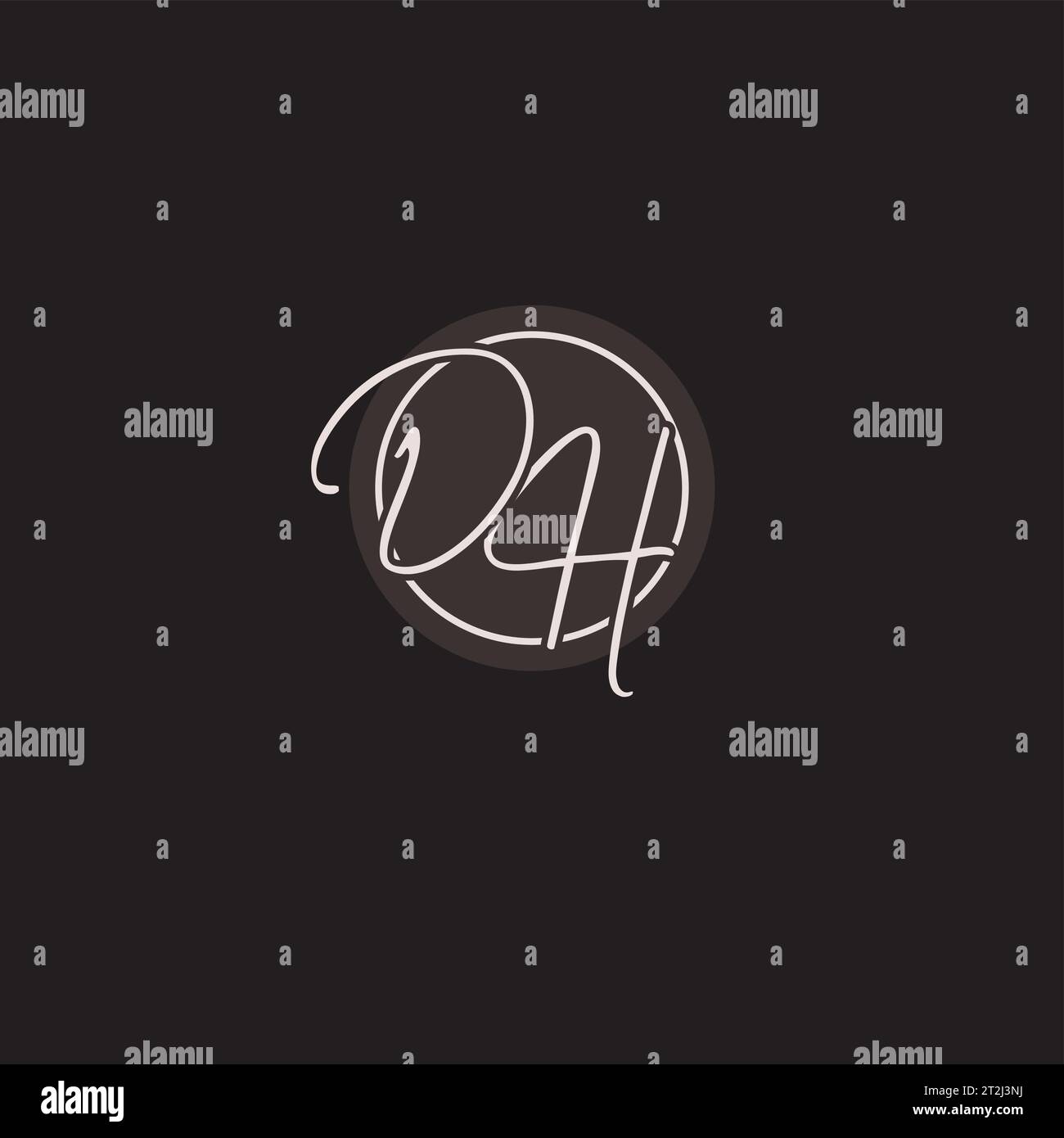 Initials DH logo monogram with simple circle line style vector graphic ...
