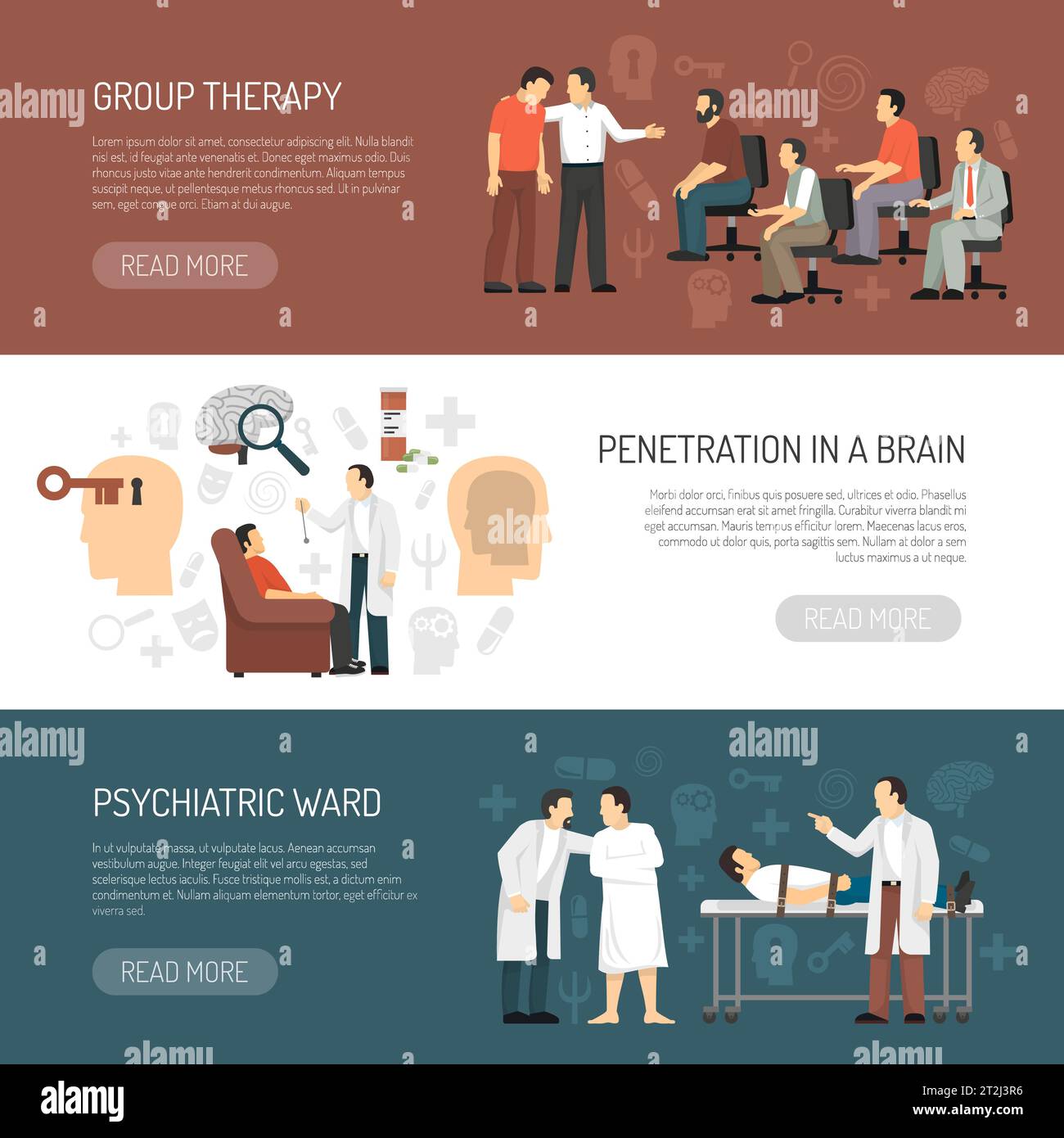 Psychologist horizontal banners with session of group psychotherapy ...