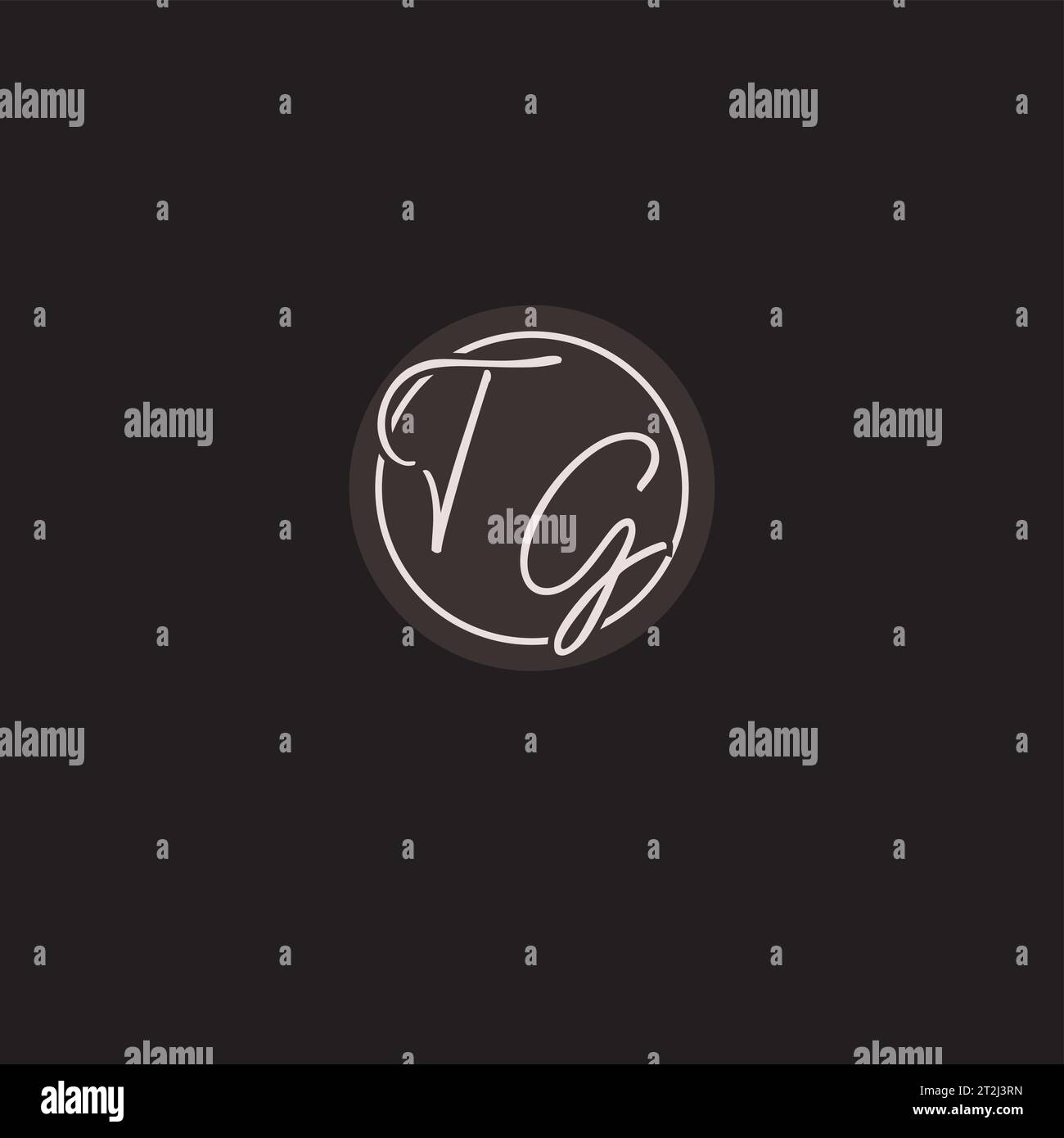 Initials TG logo monogram with simple circle line style vector graphic ...