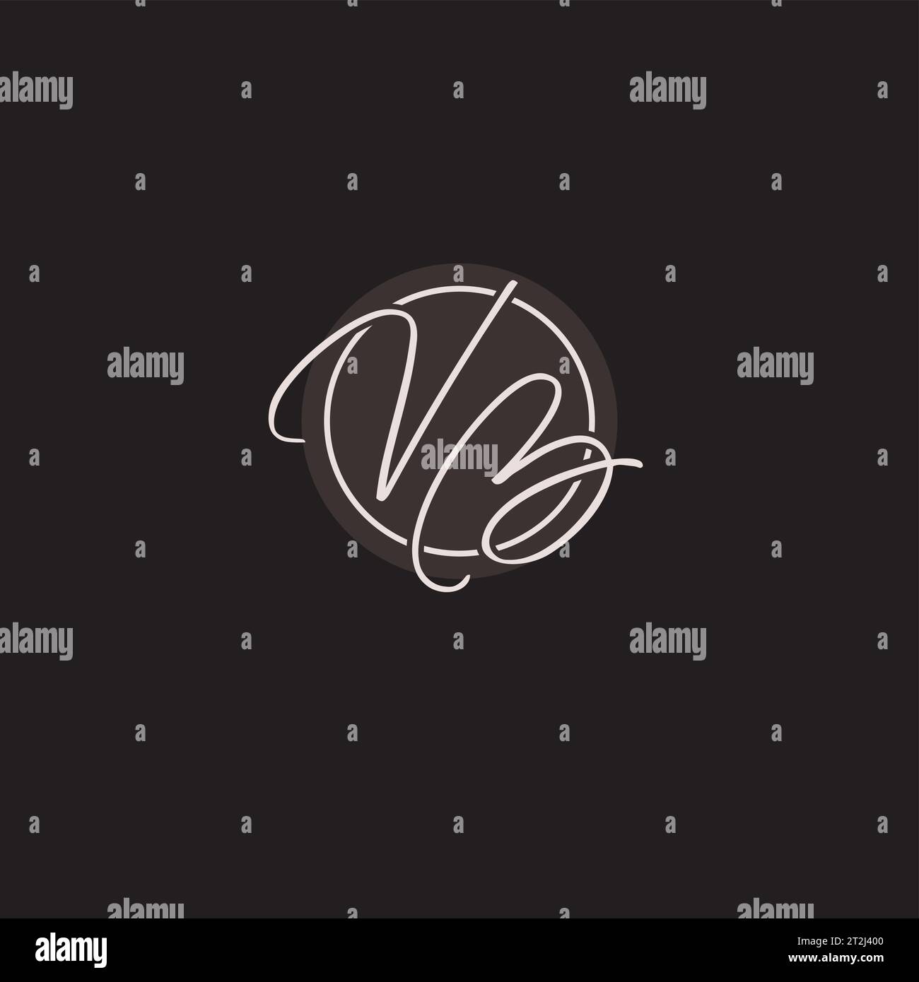 Initials VB logo monogram with simple circle line style vector graphic ...
