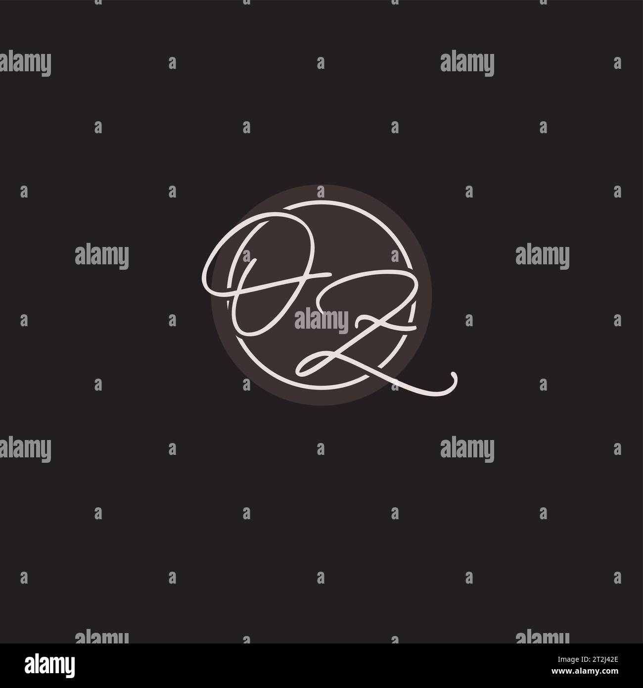 Initials OZ logo monogram with simple circle line style vector graphic ...