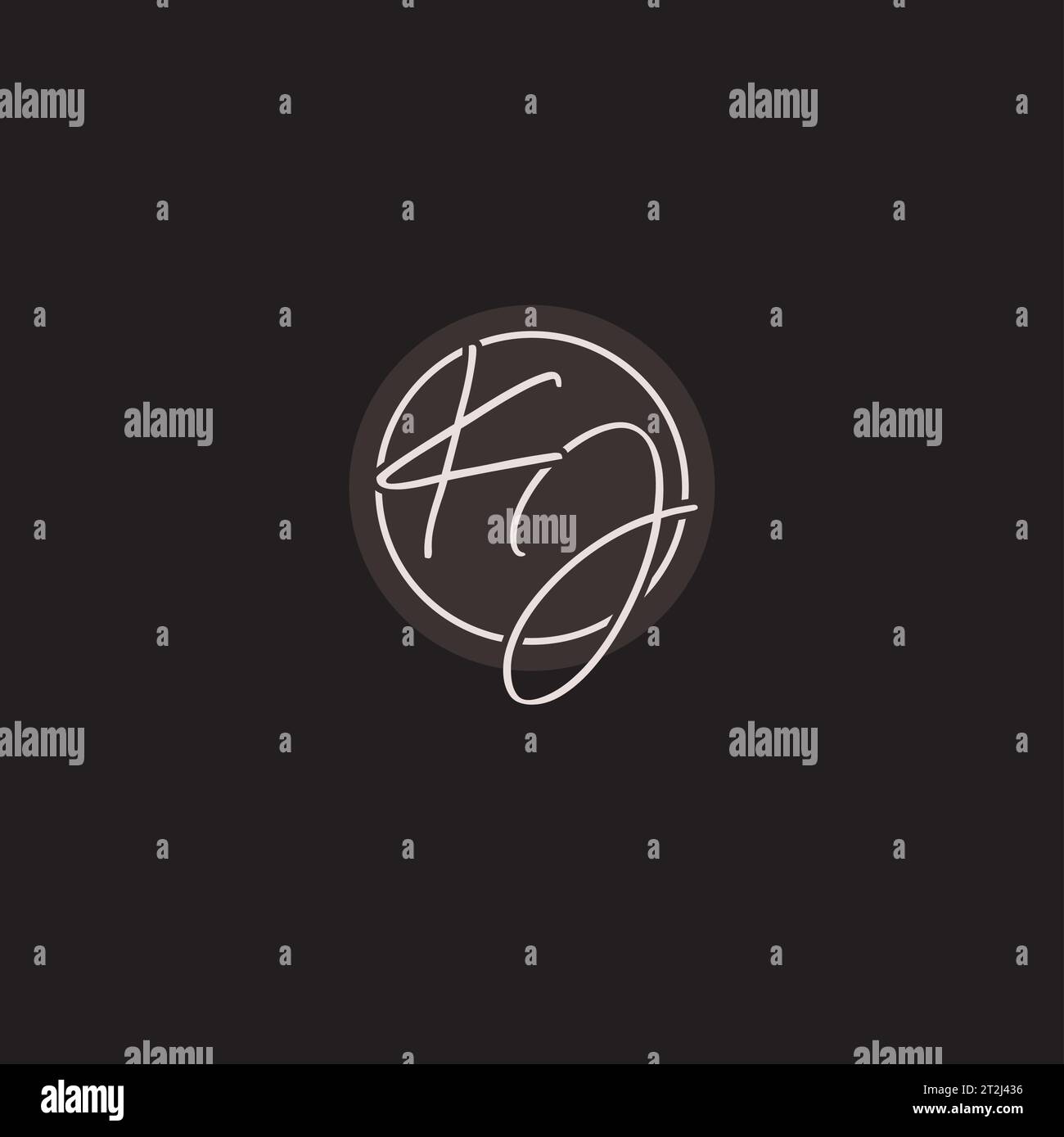 Initials KJ logo monogram with simple circle line style vector graphic ...
