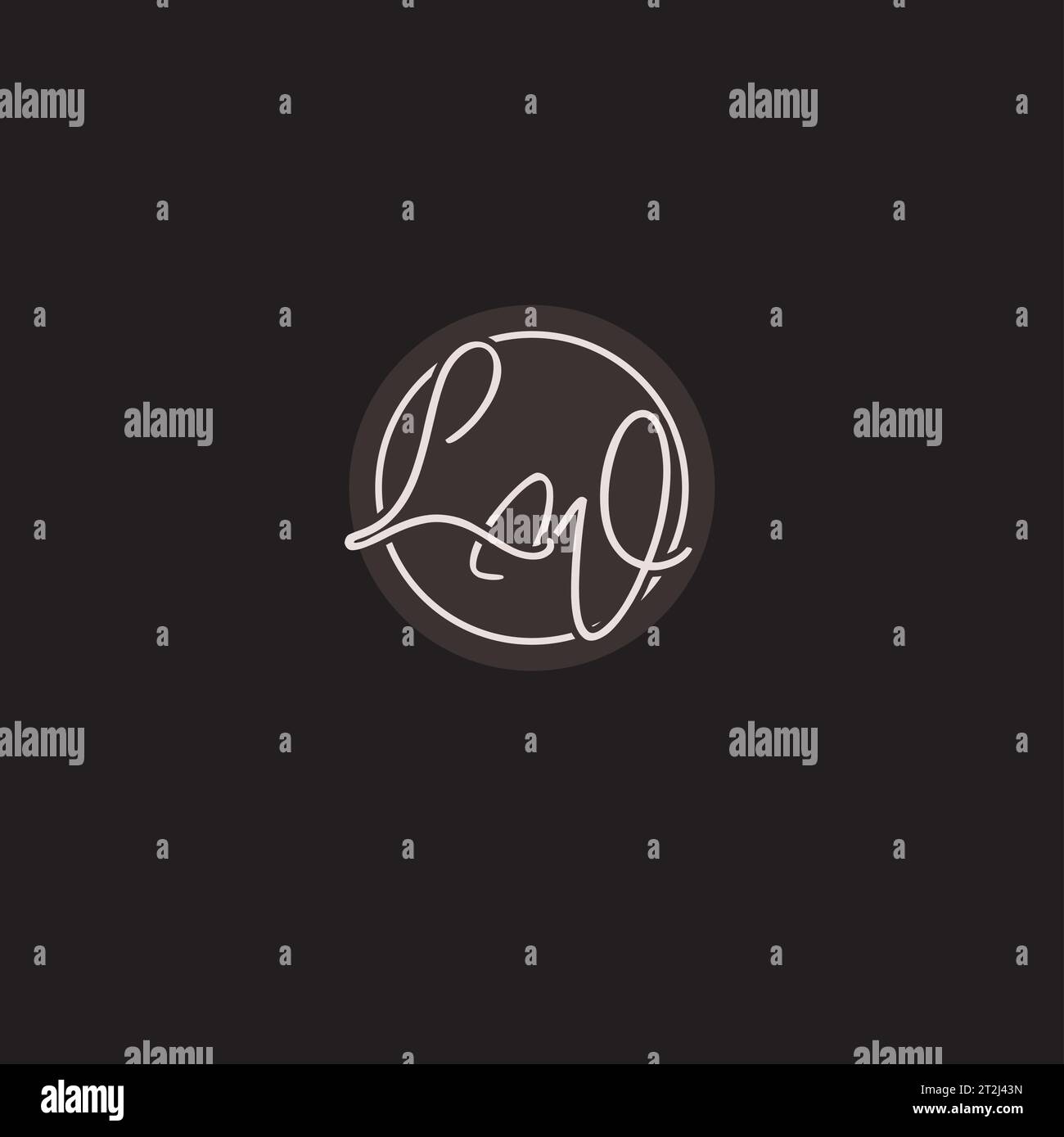 Initials LW logo monogram with simple circle line style vector graphic ...