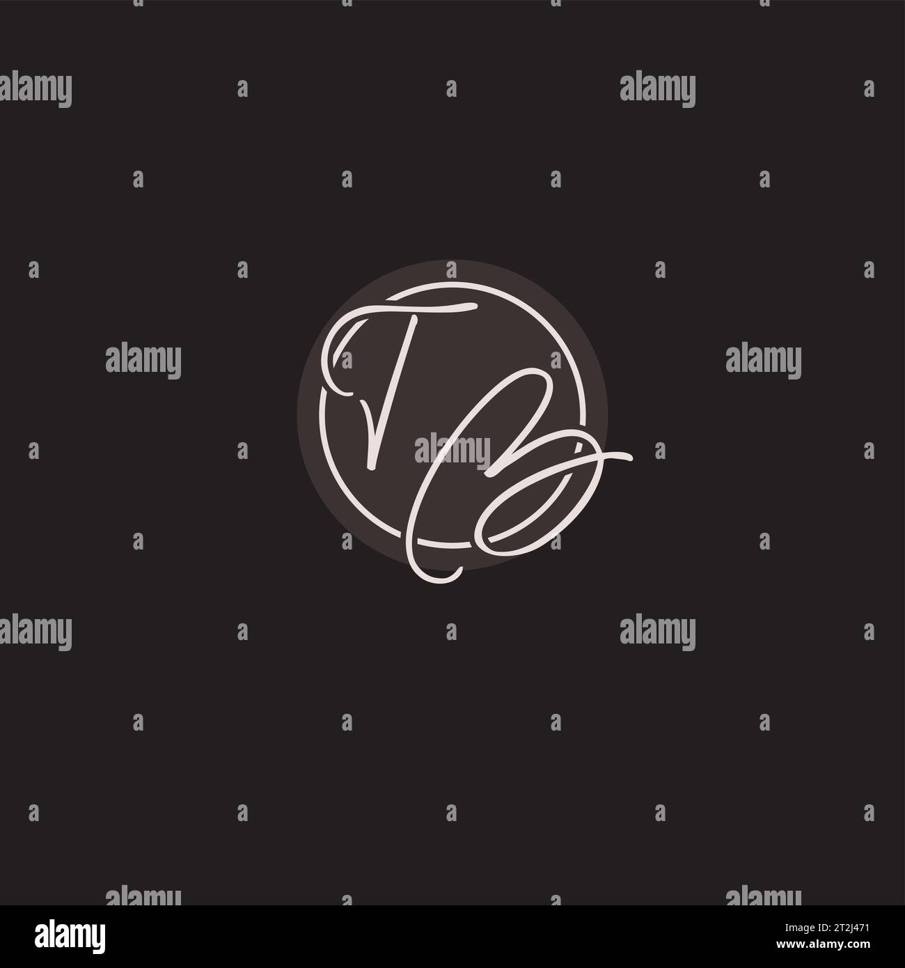 Initials TB logo monogram with simple circle line style vector graphic ...