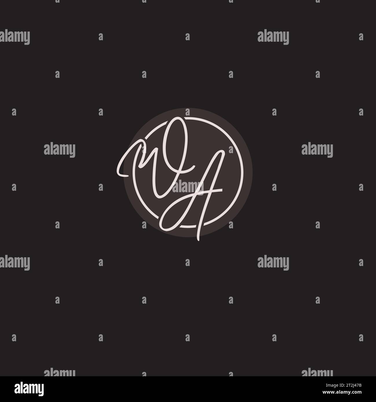 Initials WA logo monogram with simple circle line style vector graphic ...