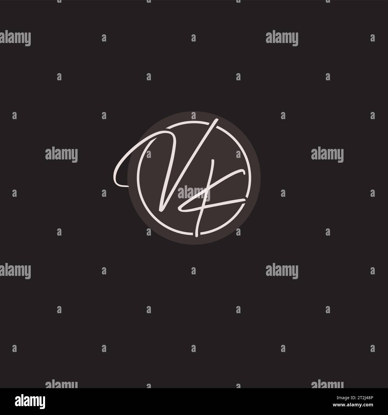 Initials VK logo monogram with simple circle line style vector graphic ...