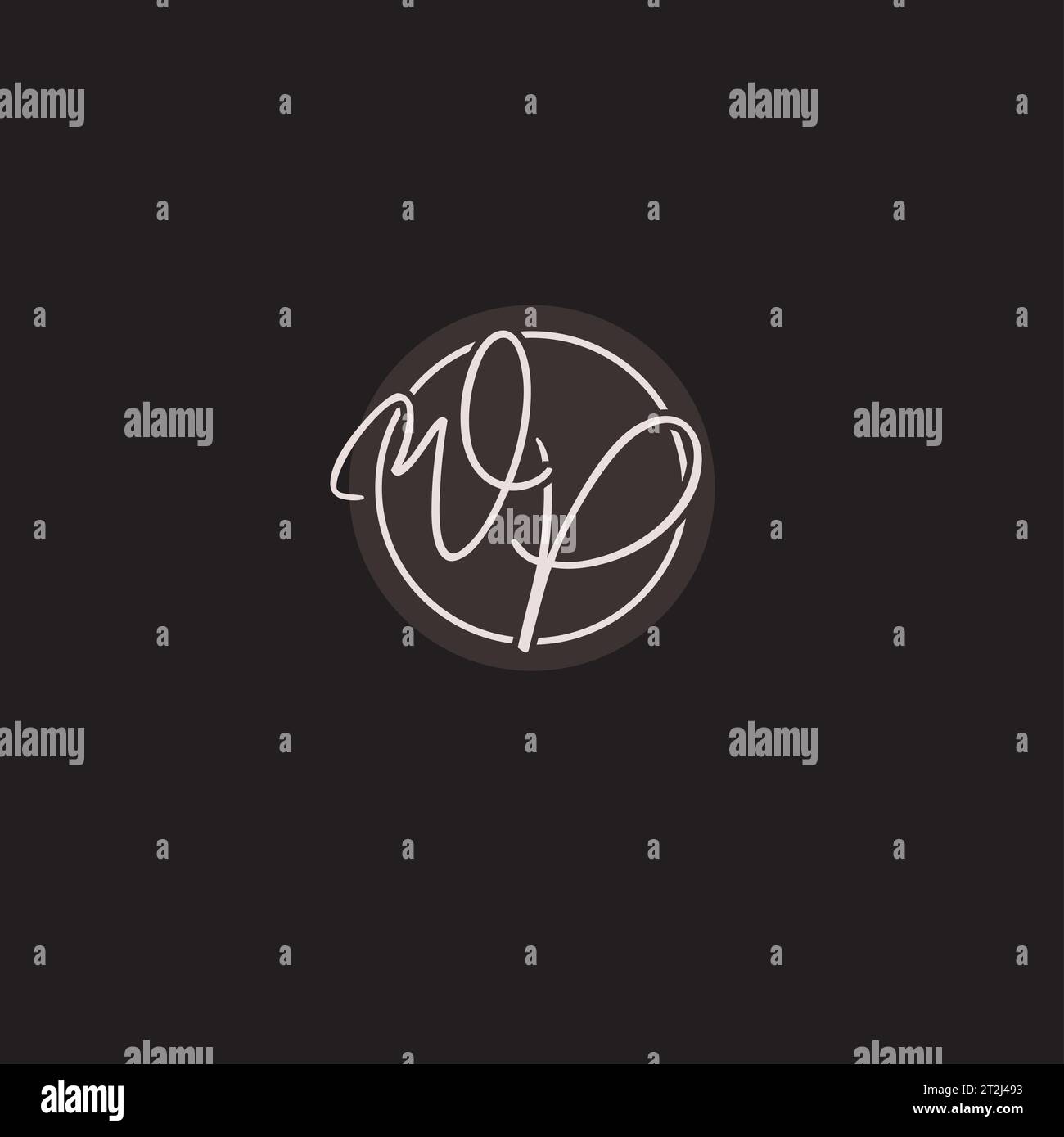 Initials Wp Logo Monogram With Simple Circle Line Style Vector Graphic