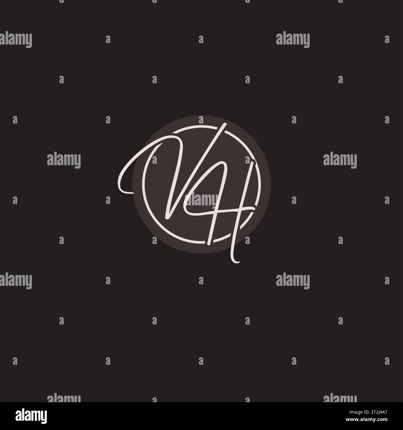 Initials VH logo monogram with simple circle line style vector graphic ...