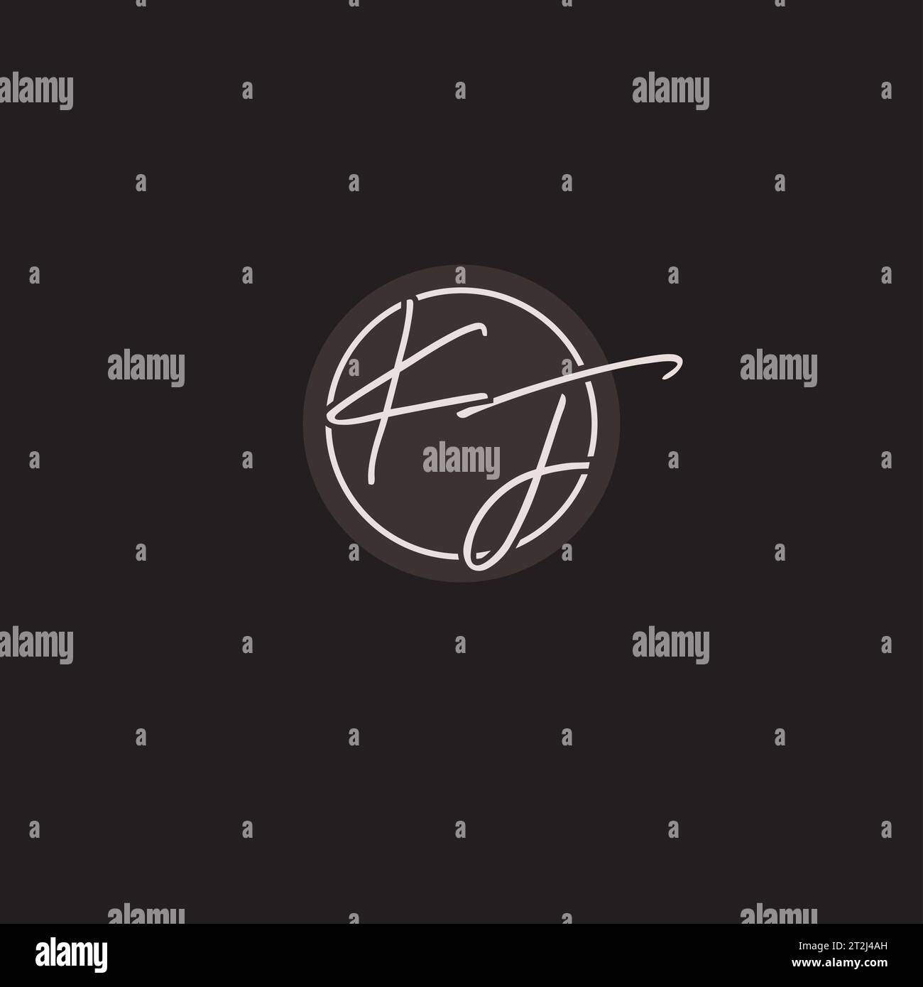Initials KF logo monogram with simple circle line style vector graphic ...