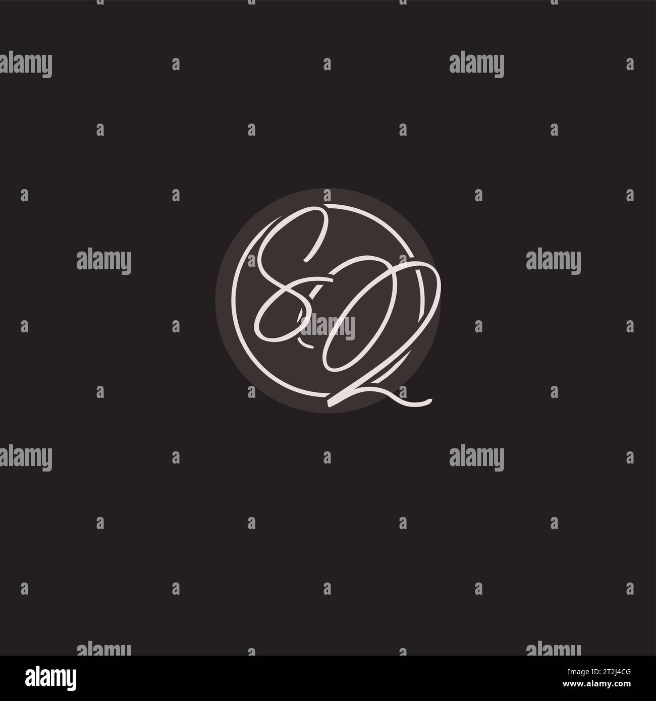 Initials SQ logo monogram with simple circle line style vector graphic ...