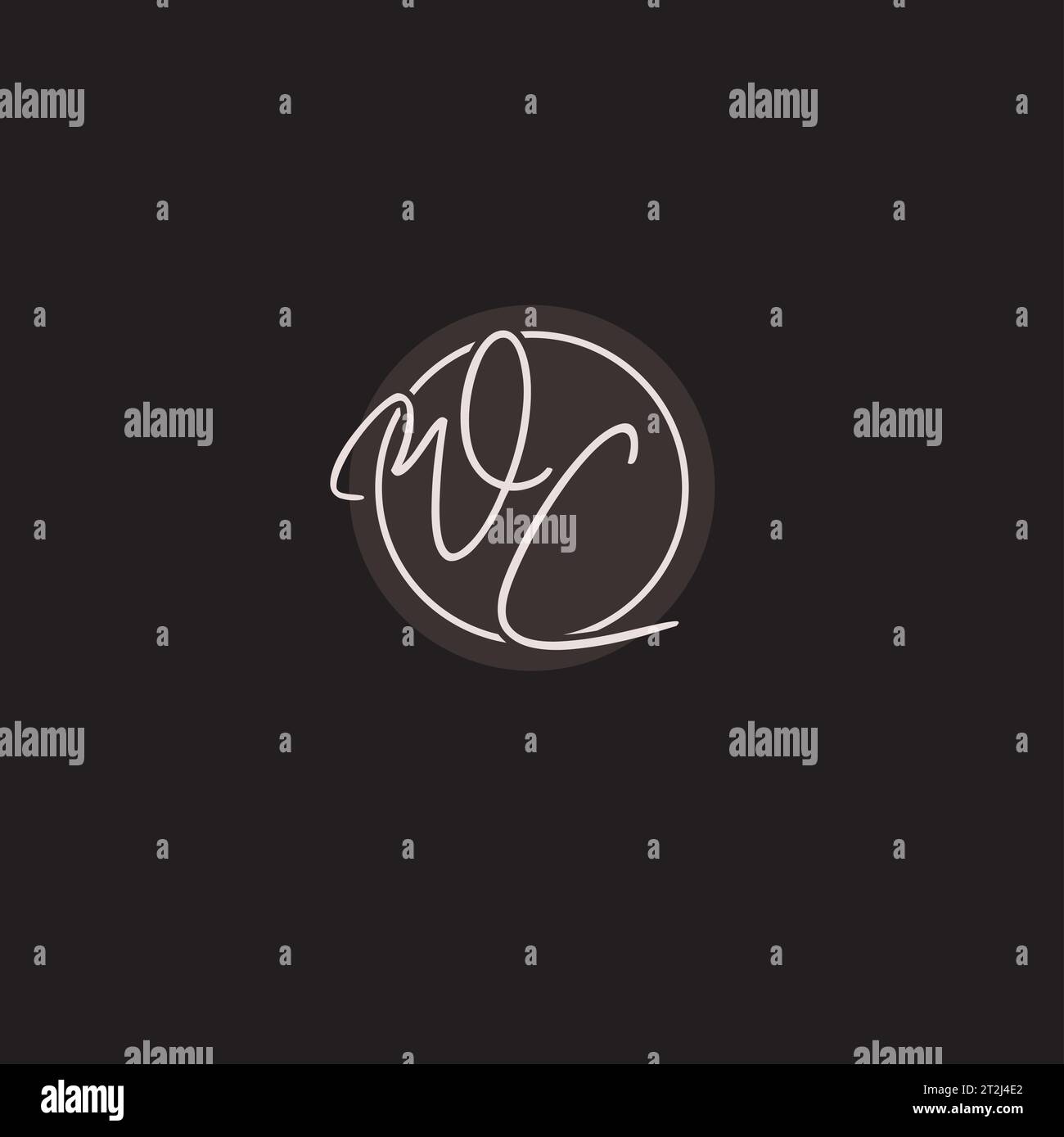 Initials WC logo monogram with simple circle line style vector graphic ...