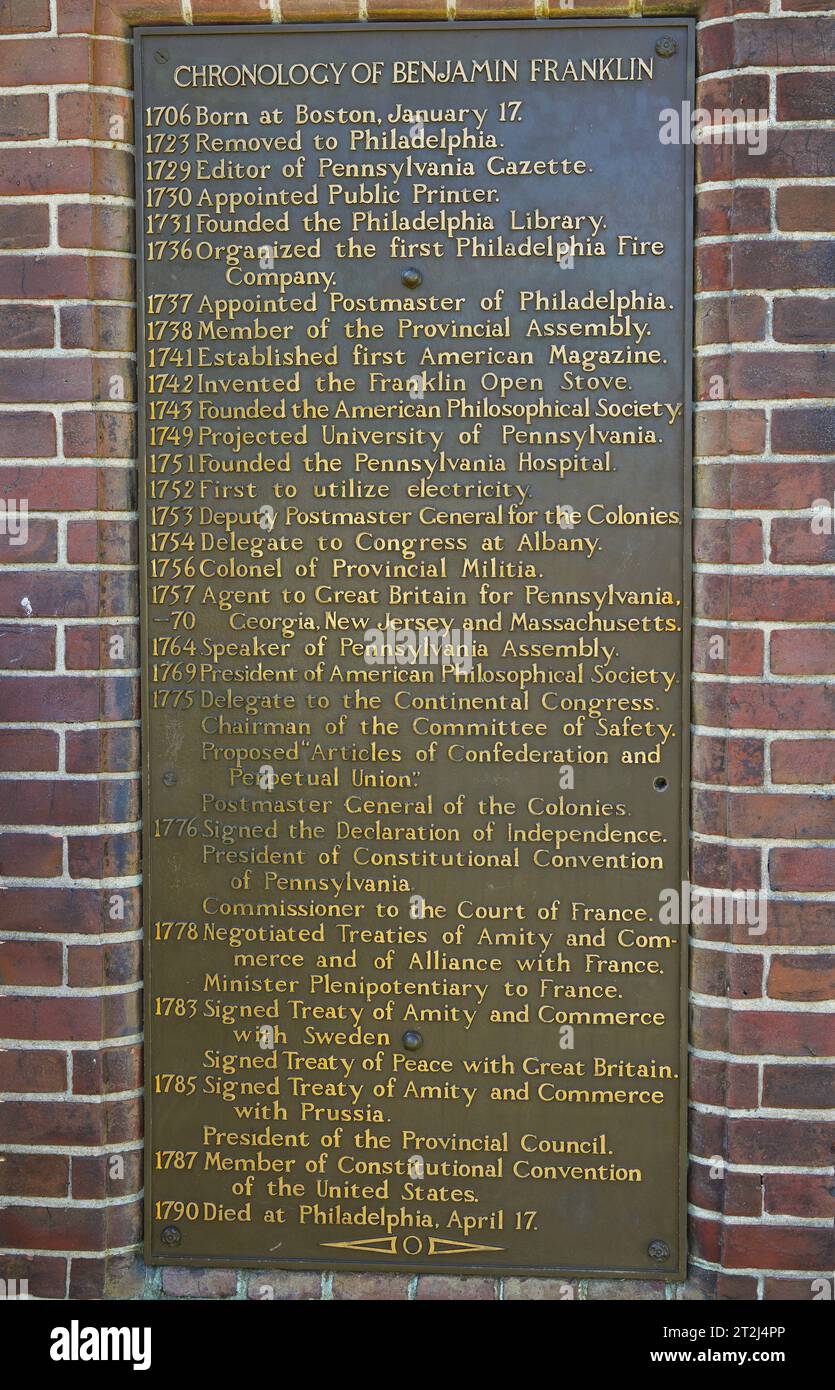 The grave of Benjamin Franklin and his wife, Deborah, in Christ Church ...