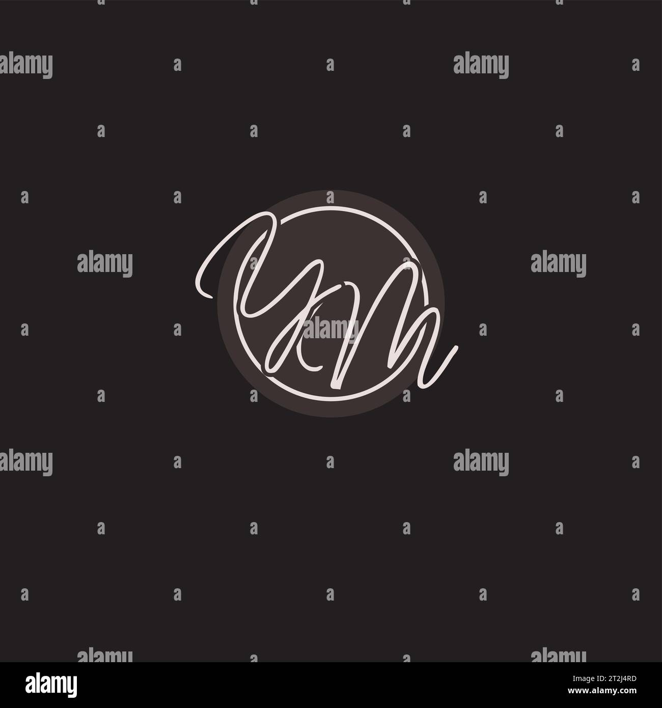 Initials YM logo monogram with simple circle line style vector graphic ...