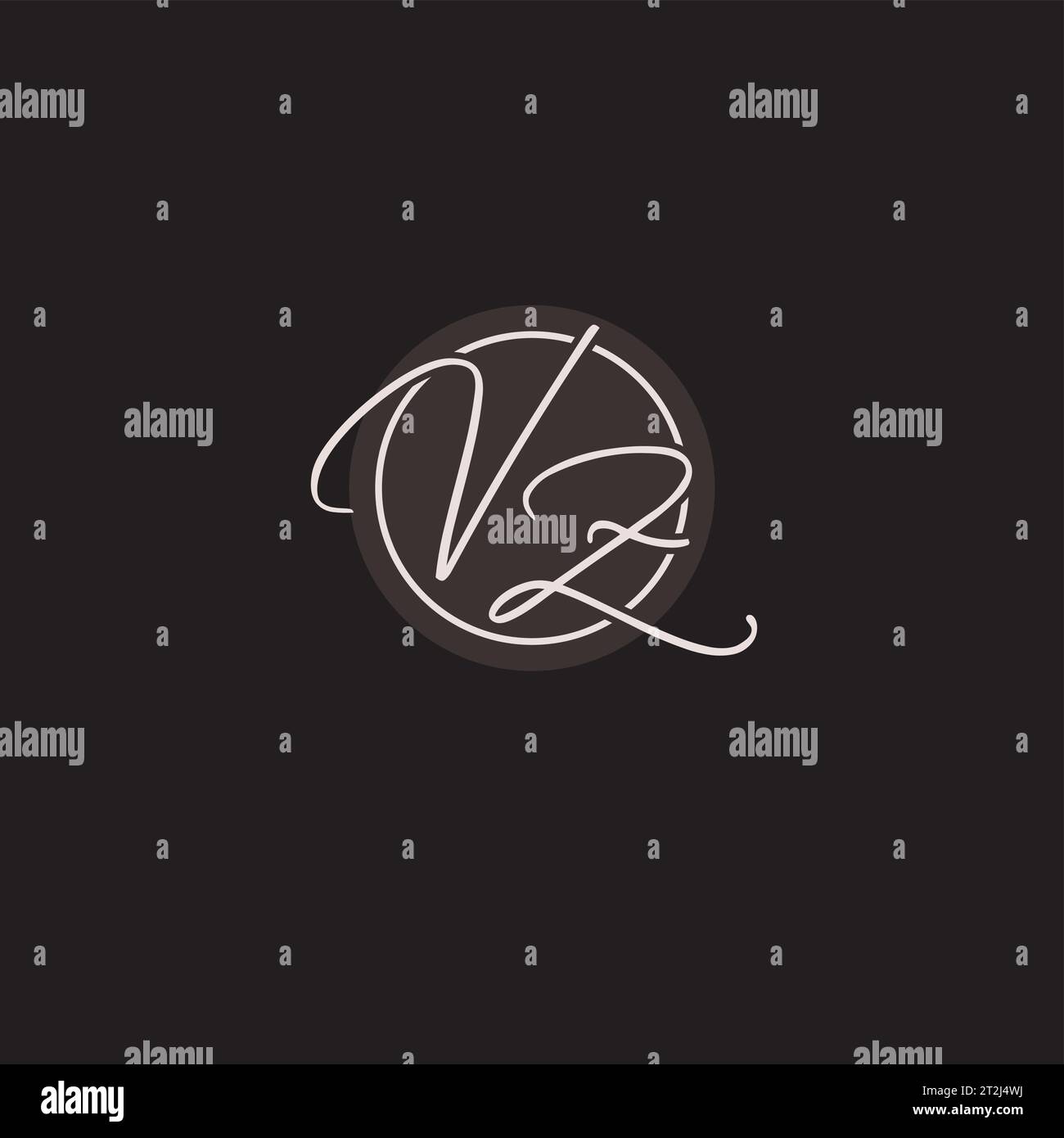 Initials VZ logo monogram with simple circle line style vector graphic ...
