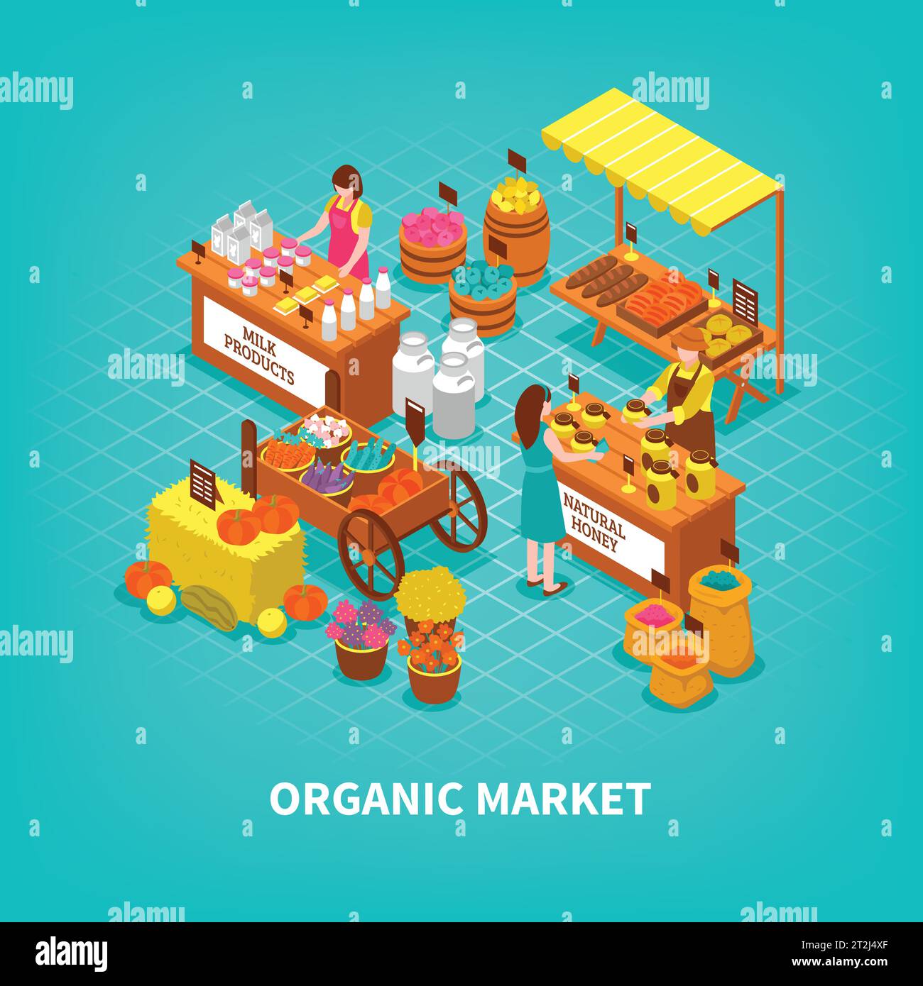 Market concept with fresh natural local growing organic products trade ...