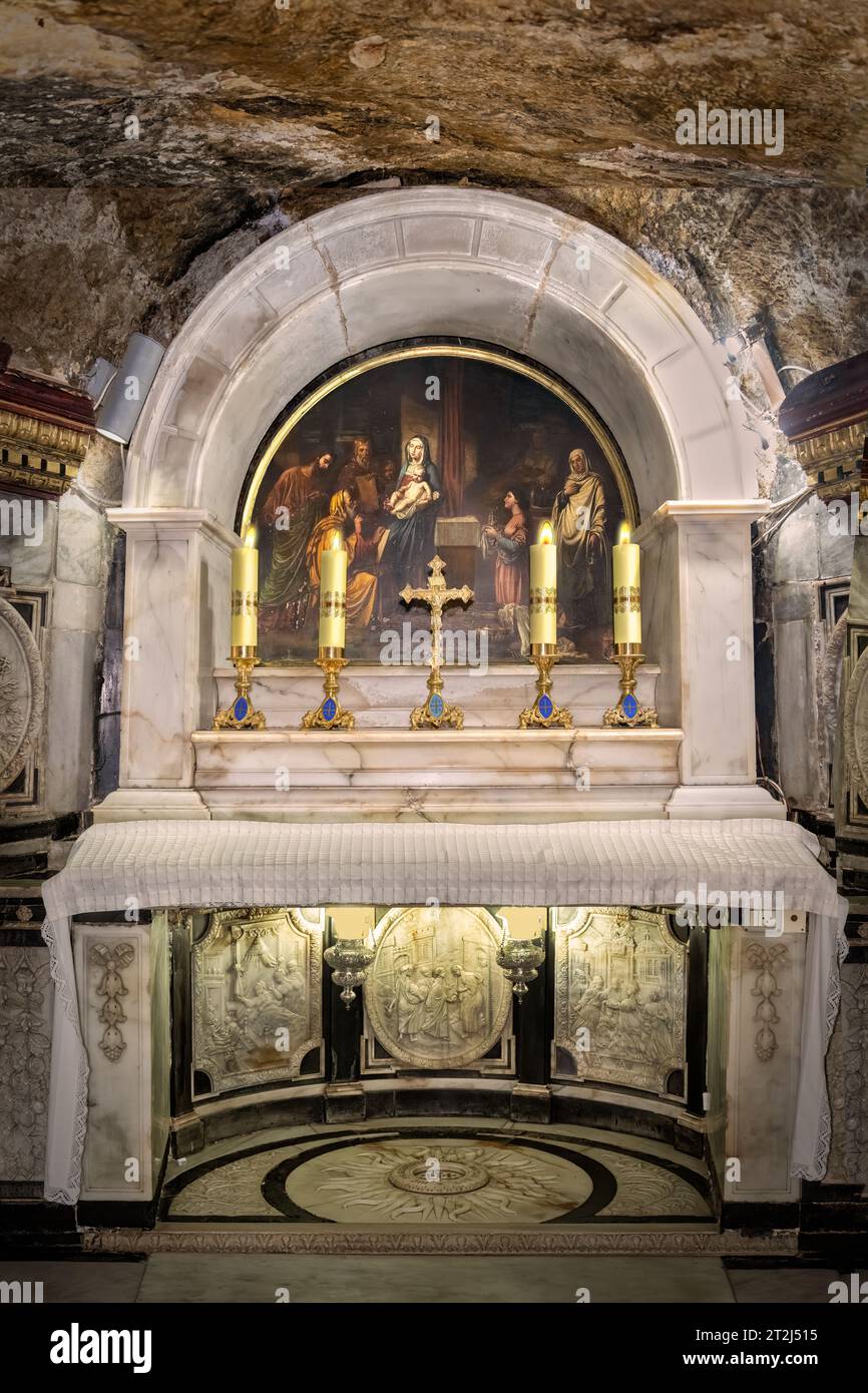 Ein Kerem, Israel - August 11, 2023: Alter in the Ein Kerem Church of ...