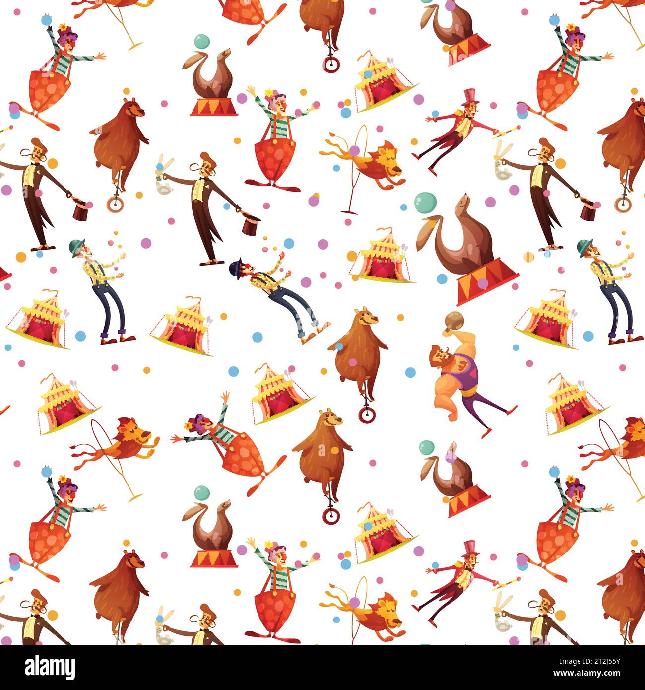 Circus seamless funny retro cartoon souvenir presents wrap paper ...