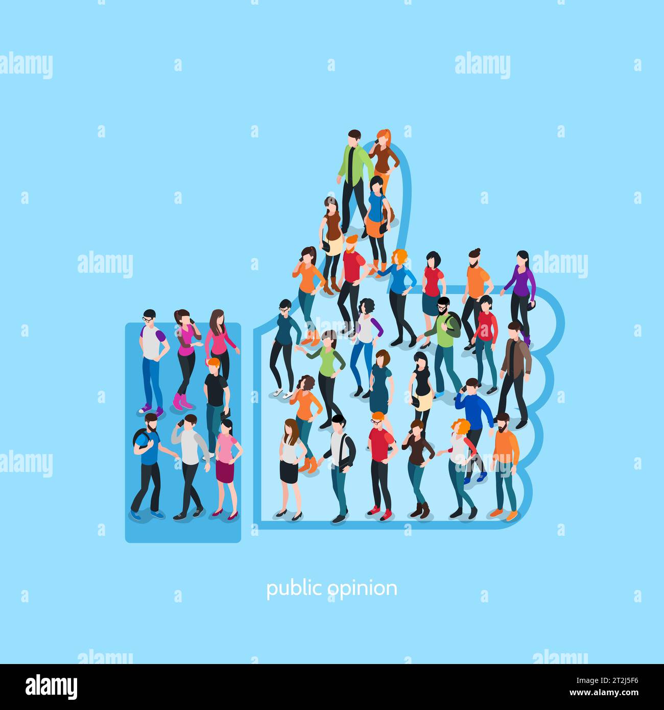Society isometric conceptual like with people crowd in shape of hand ...