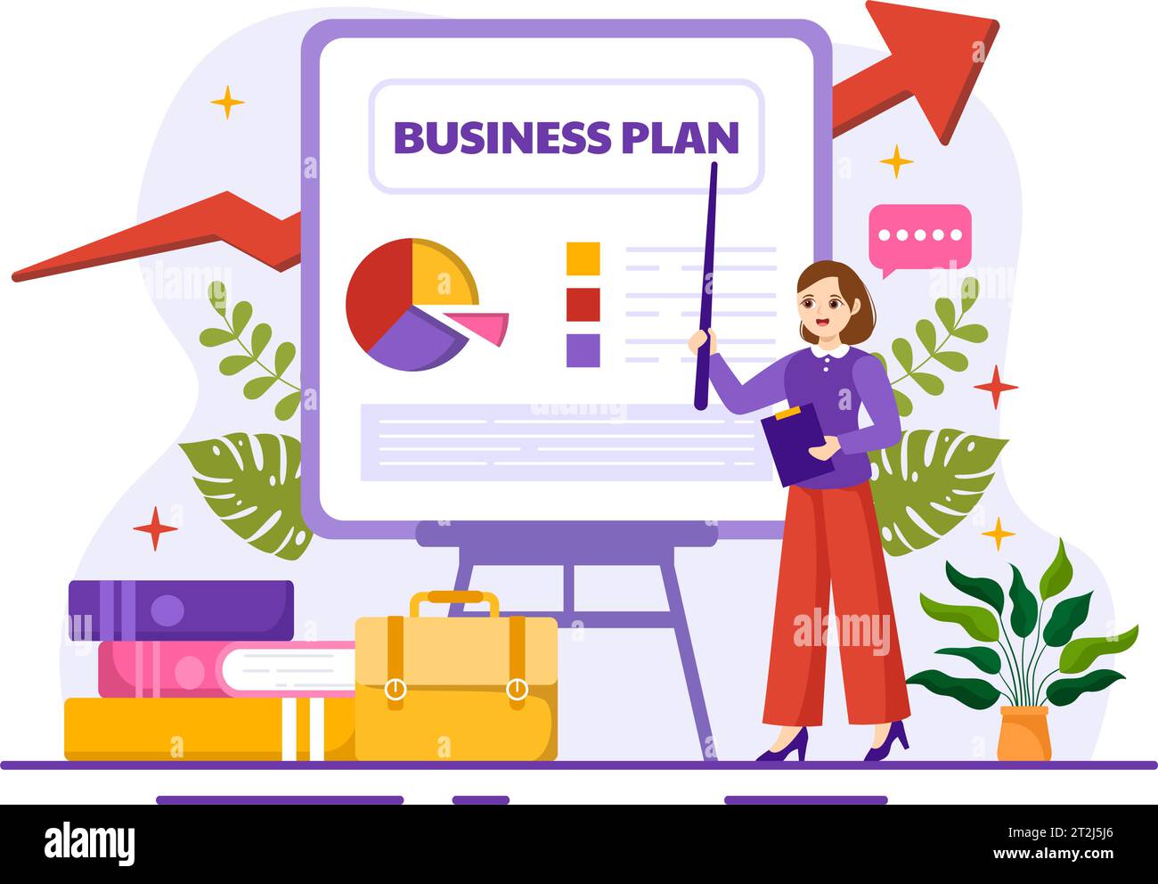 Business Plan Vector Illustration with Target, Planning, Workflow, Time ...
