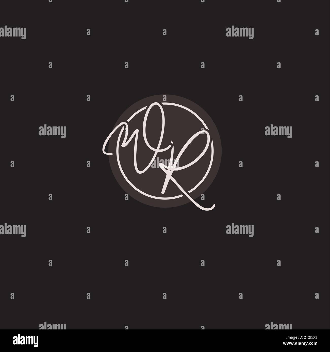 Initials WR logo monogram with simple circle line style vector graphic ...