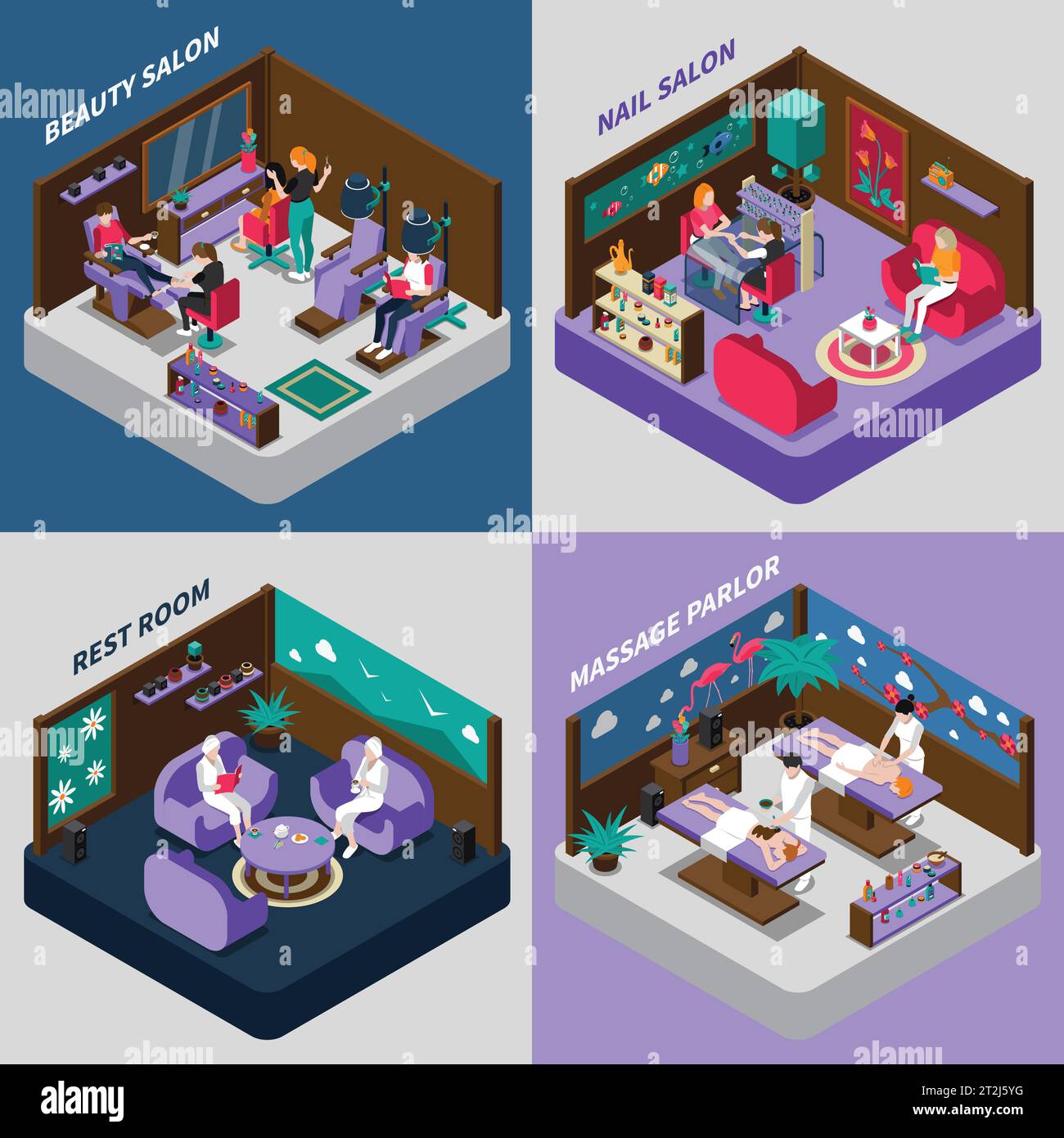 Beauty and health procedures nail salon massage parlor and rest room ...