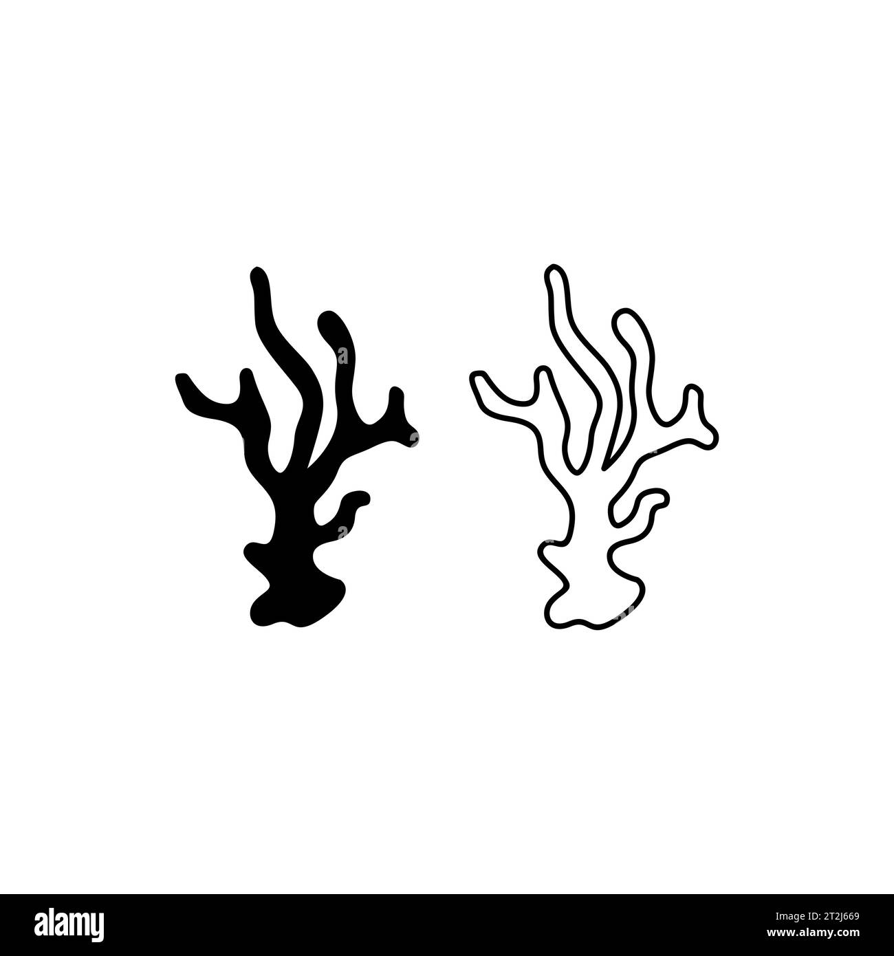 Vector Corals Black Silhouettes Coral Line Icon Stock Vector Image