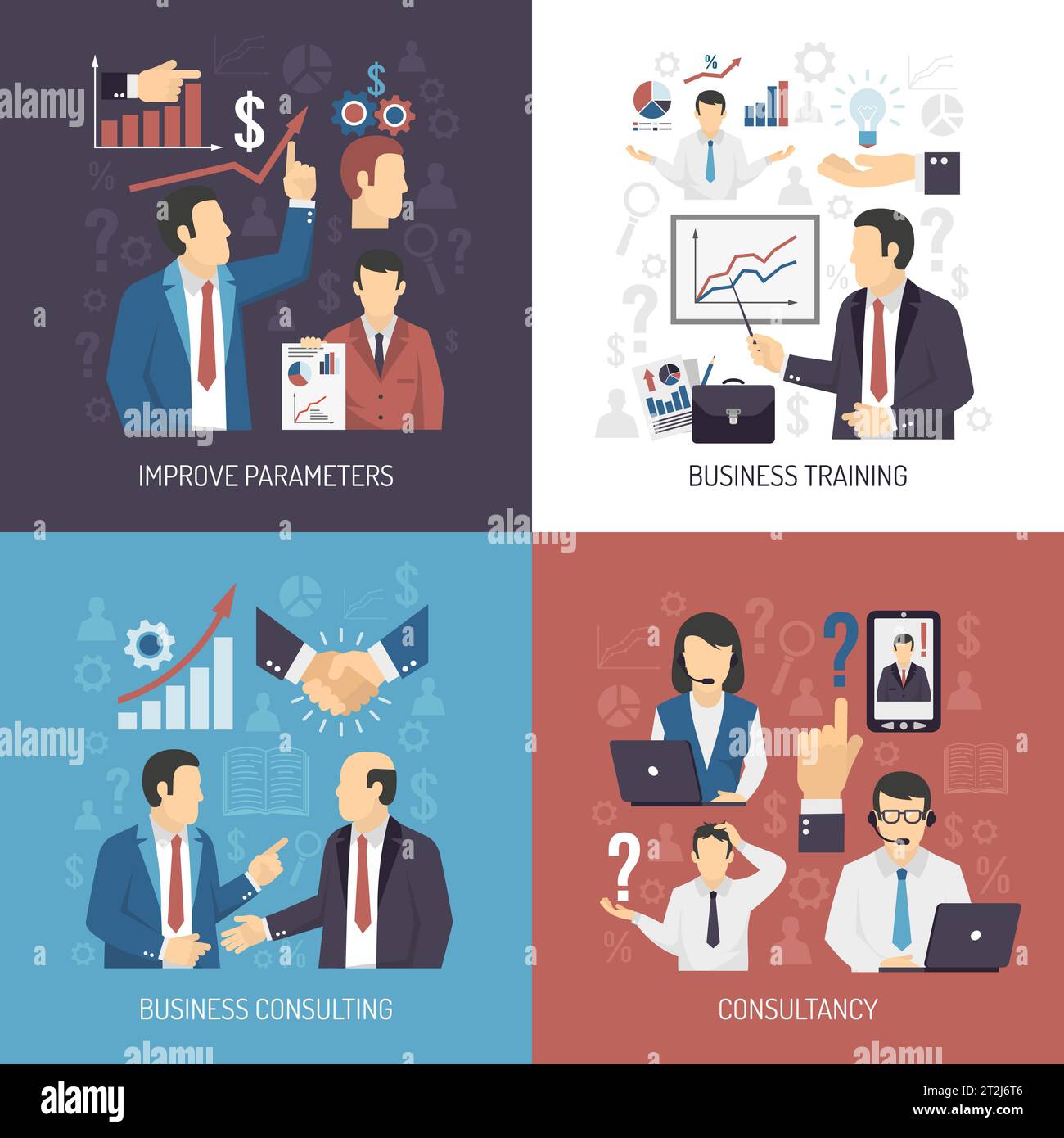 Business management skills training and consulting services concept 4 ...