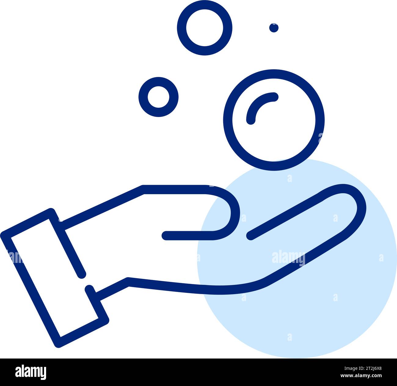 Hand and soap bubbles. Hygiene and cleanliness. Pixel perfect icon ...