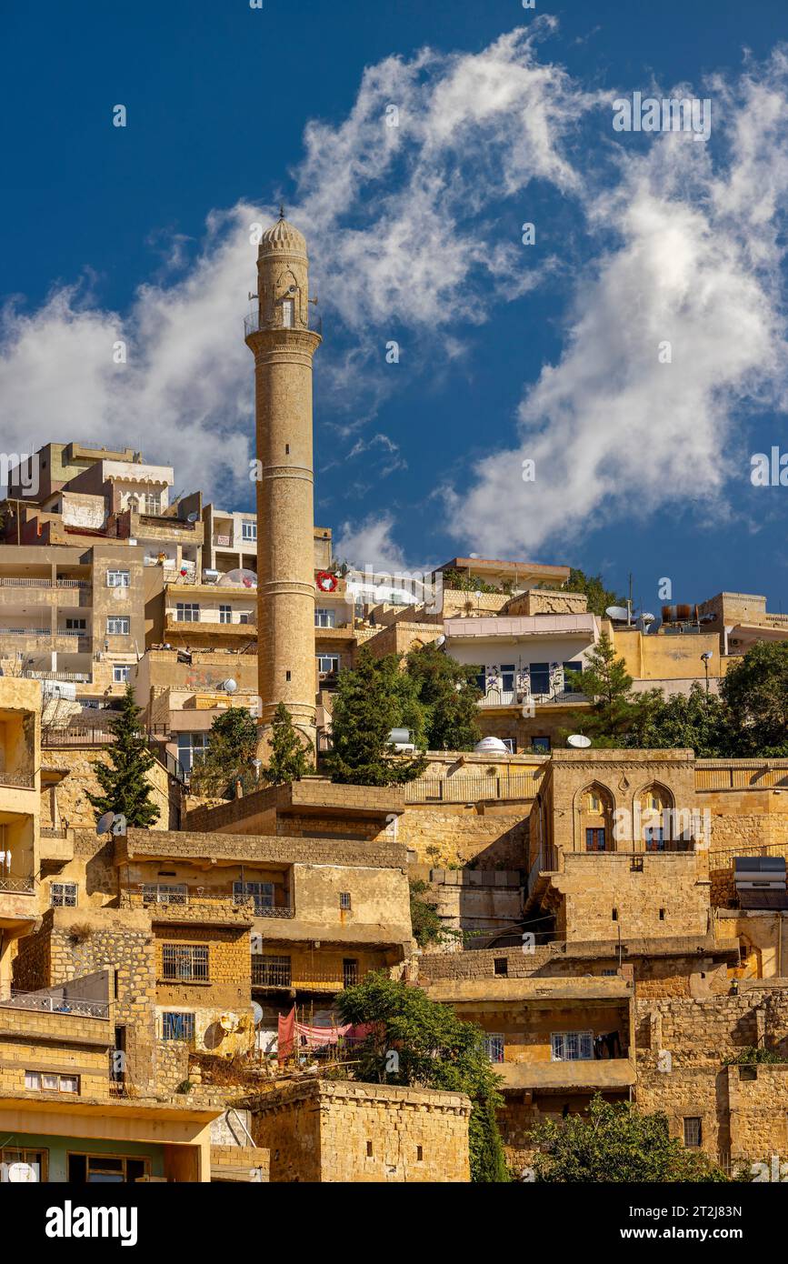 Ancient and stone houses of Old Mardin (Eski Mardin) with Mardin Castle ...