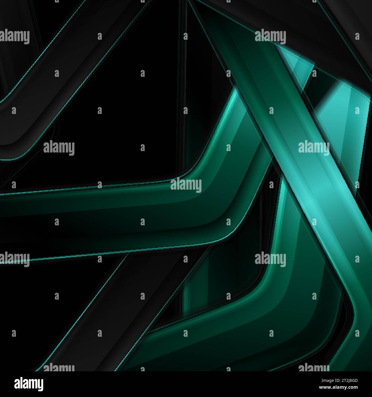 Black And Green Glossy Stripes Abstract Hi Tech Background Dark