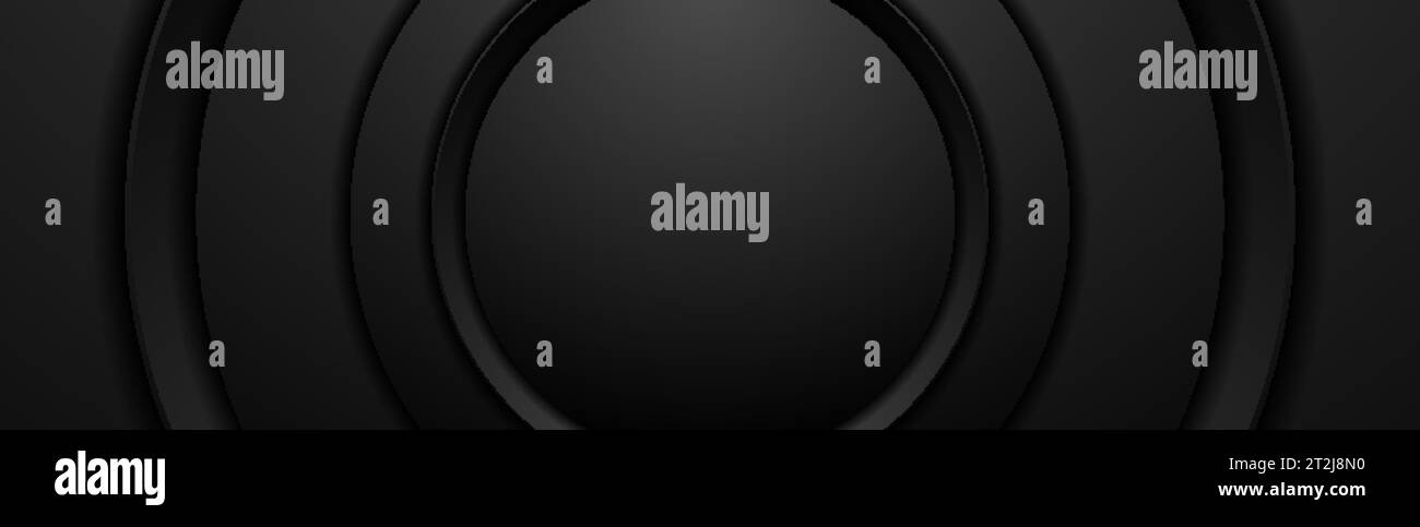 Abstract black geometric circles hi-tech background. Vector banner ...