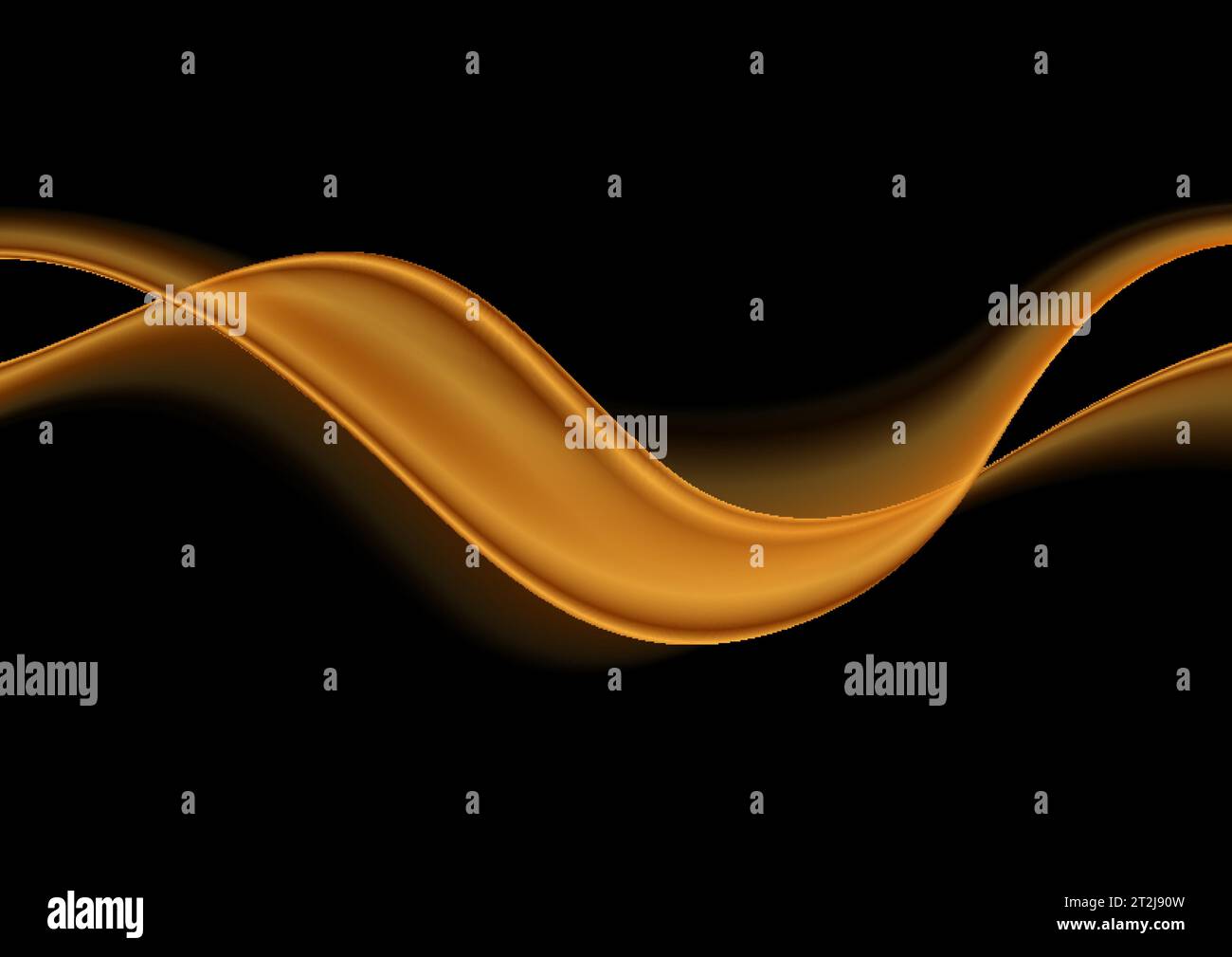 Bronze smooth abstract waves on black background. Vector design Stock ...