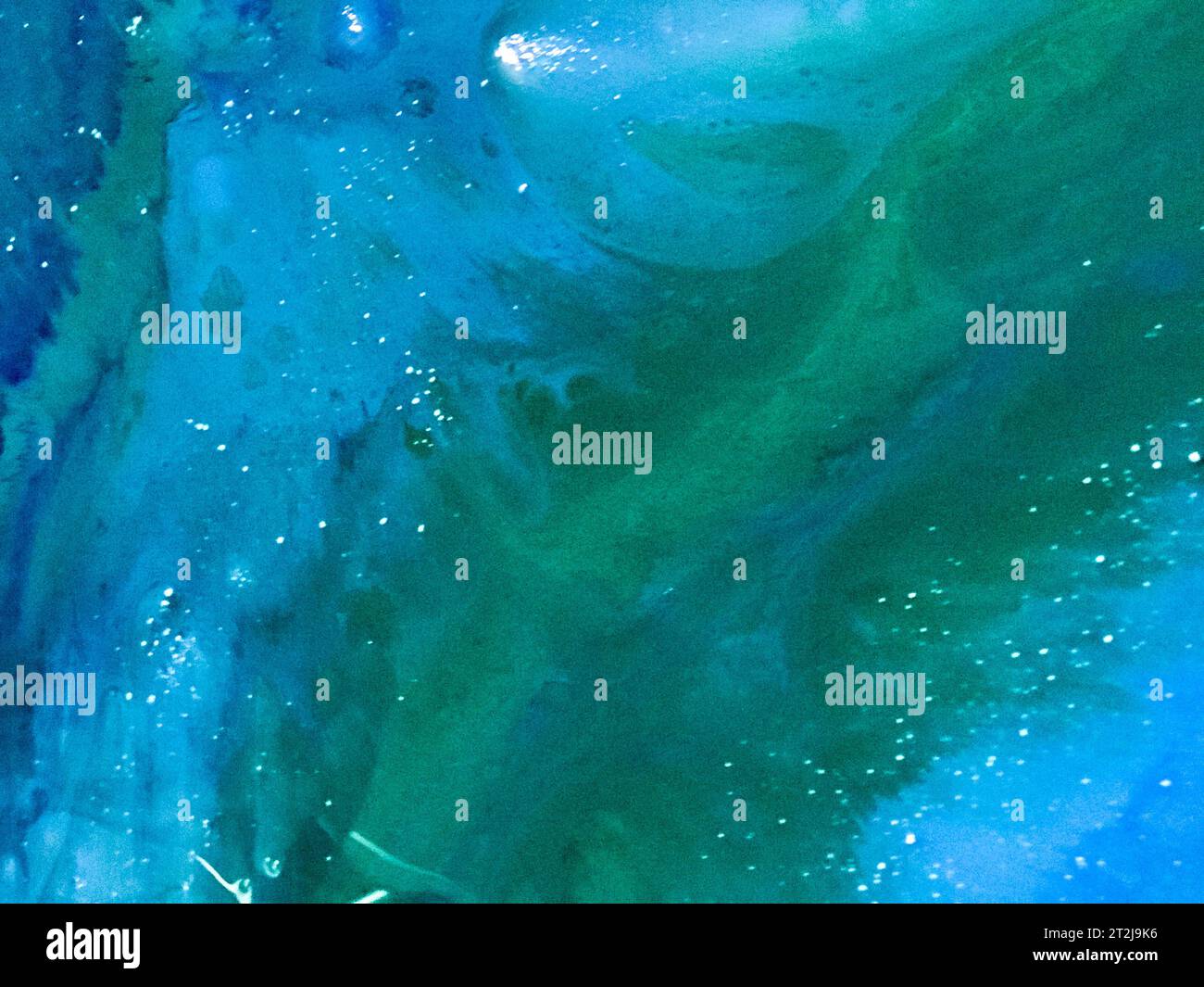 Beautiful blue texture with stains and overflow of acrylic resin ...